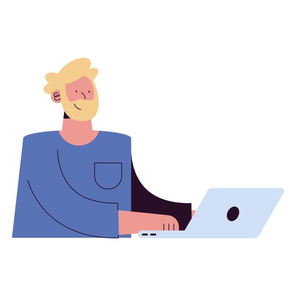 man using laptop 5032264 Vector Art at Vecteezy