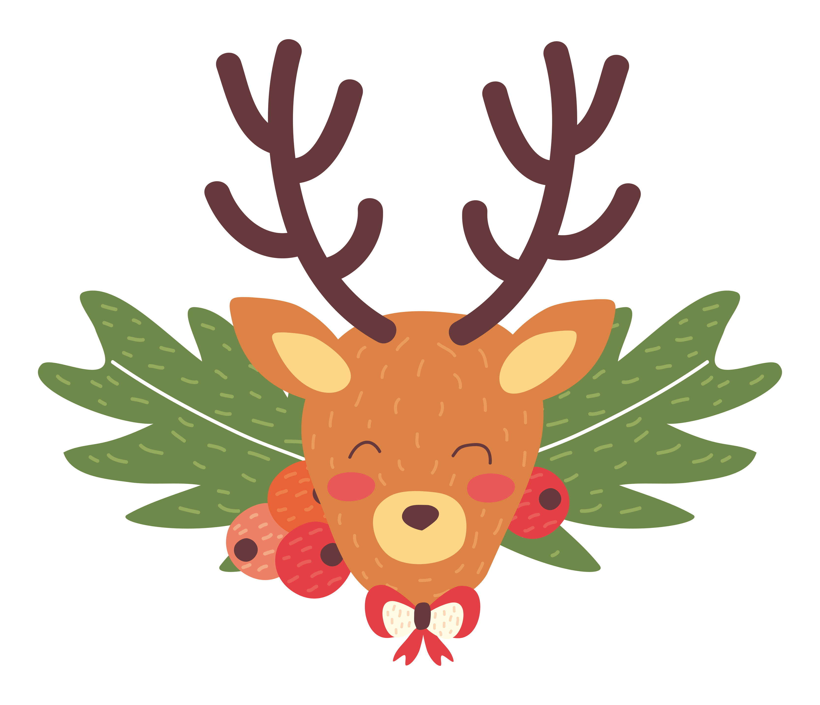 reindeer head and leafs 5032692 Vector Art at Vecteezy