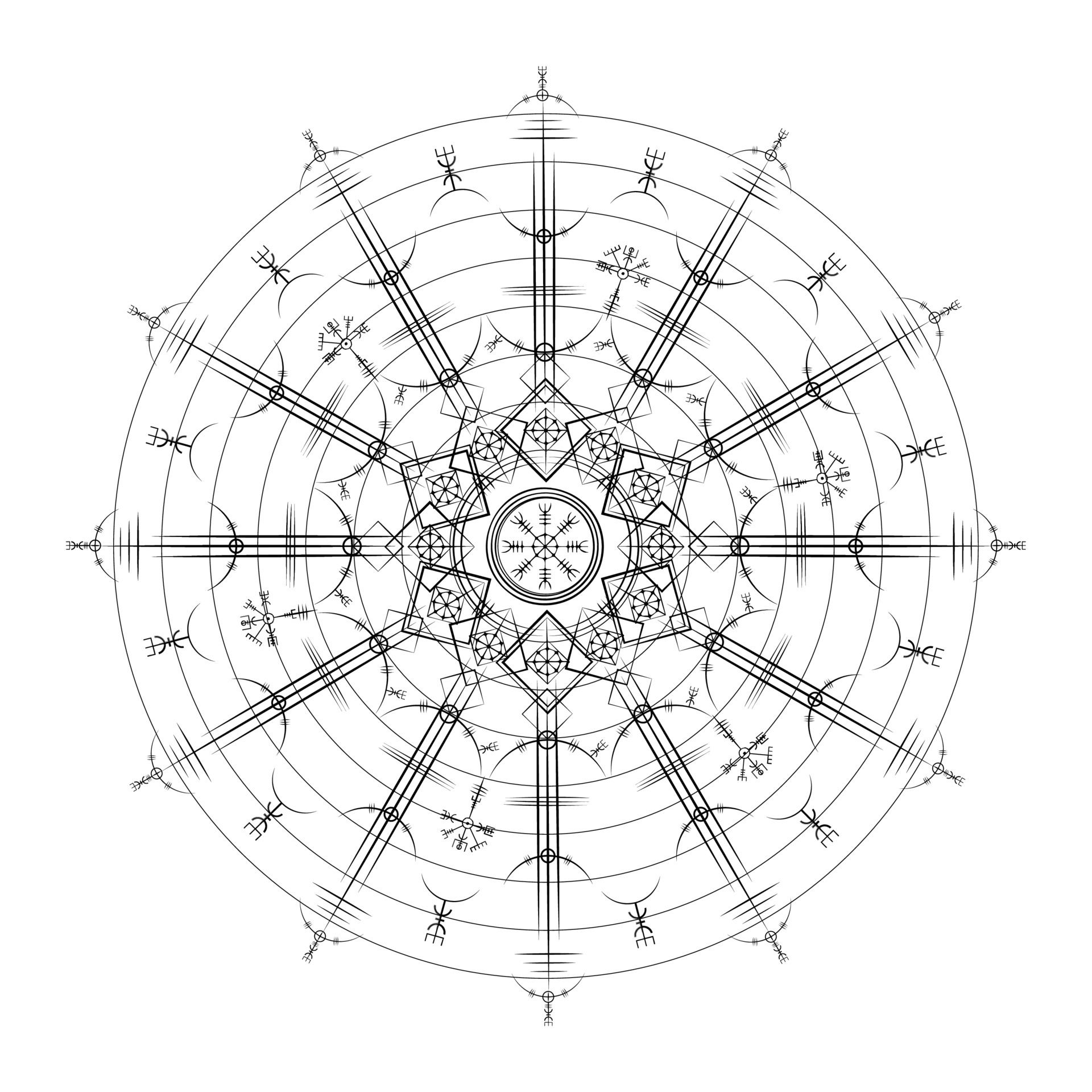 magia antigua vikinga art deco, vegvisir brújula de navegación mágica ... magia antigua vikinga art deco, vegvisir brújula de navegación mágica ...