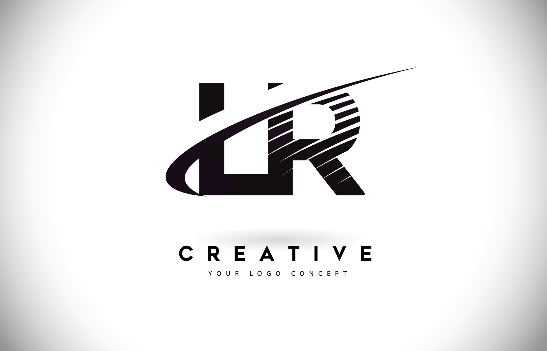 LR L R Letter Logo Design with Swoosh and Black Lines. 5037017 Vector ...