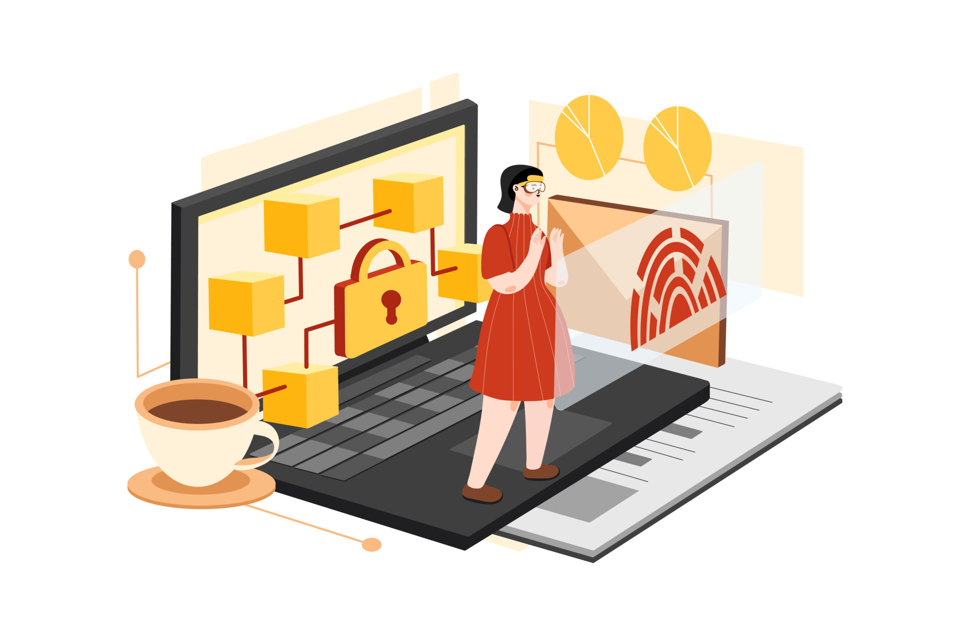 Blockchain Technology Illustration Concept Flat Illustration Isolated