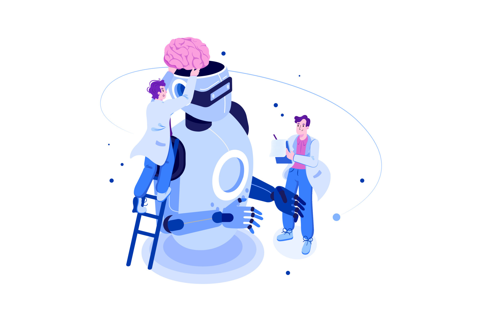 Artificial Intelligence Illustration Concept Flat Illustration Isolated On White Background