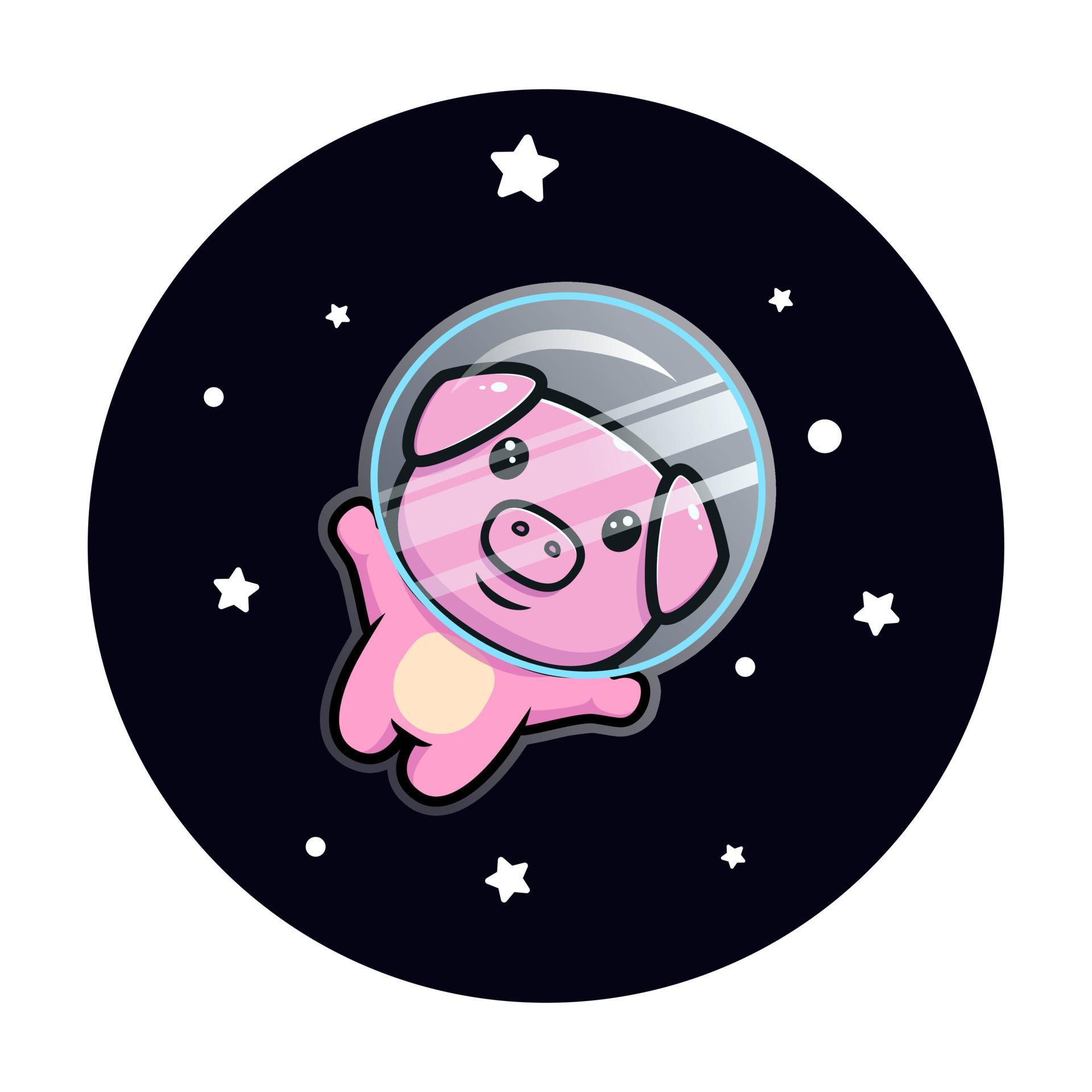 Cute pig astronaut floating on space mascot character. Animal icon ...