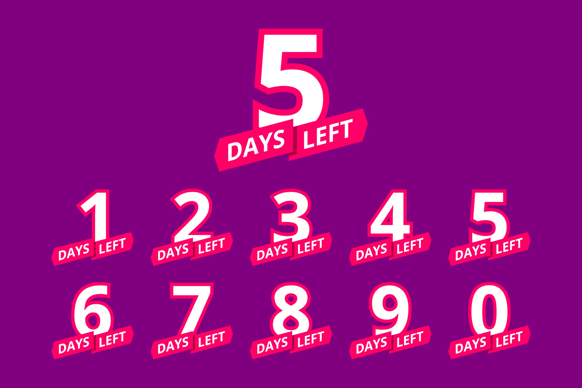 Set of number days left countdown 5058413 Vector Art at Vecteezy