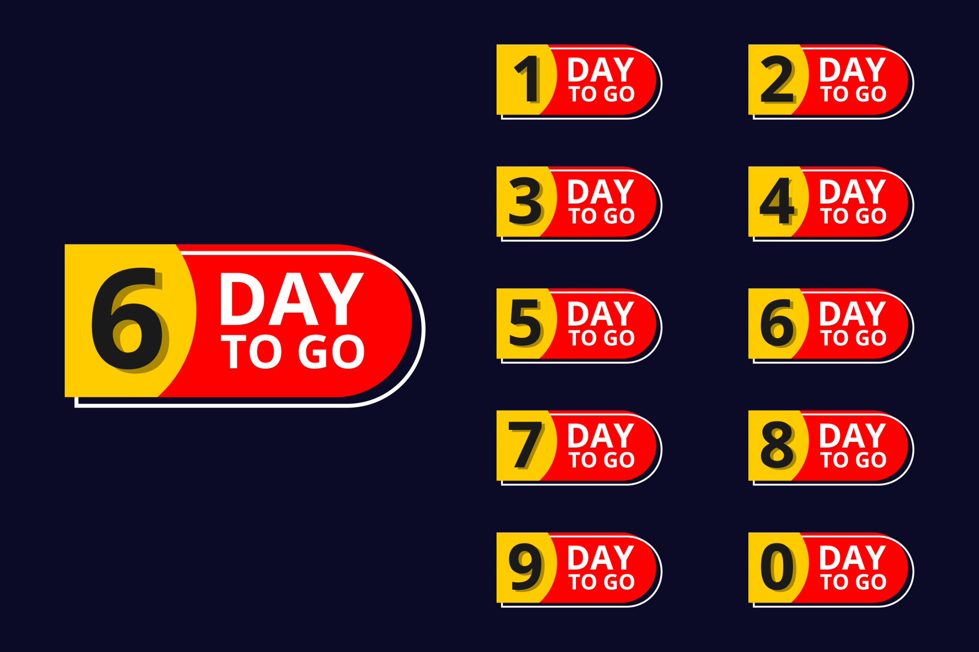 Set of number days left countdown 5058415 Vector Art at Vecteezy