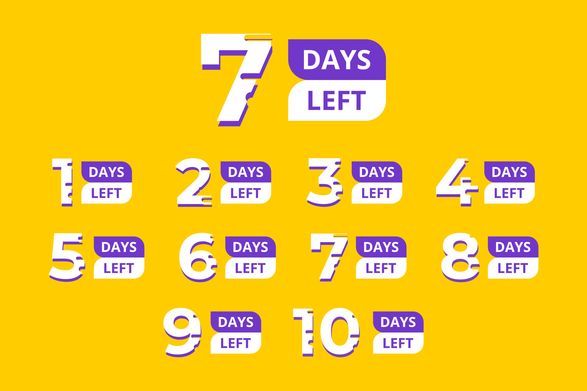 Set of number days left countdown 5058416 Vector Art at Vecteezy