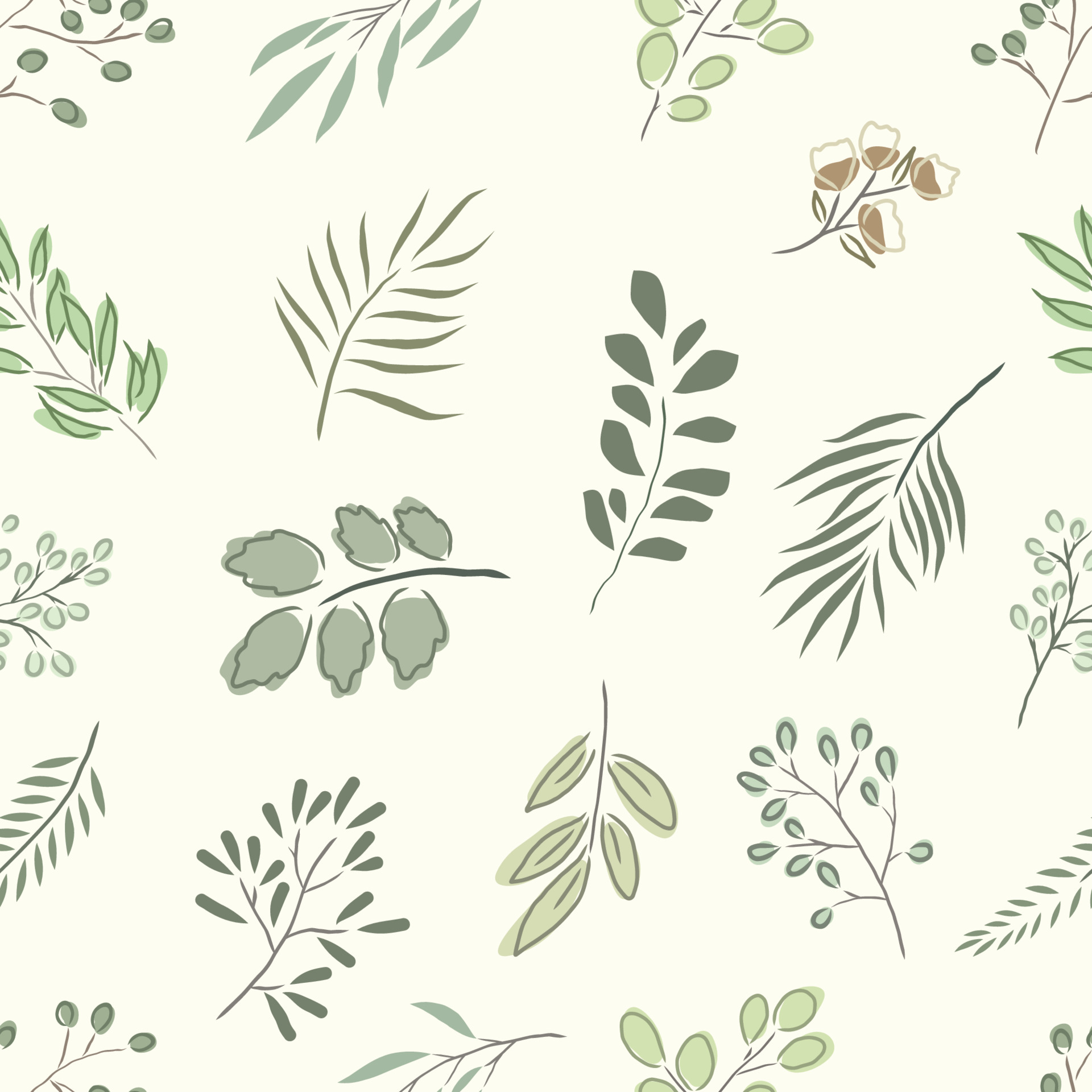 hand drawing seamless pattern botanical greenery 5063998 Vector Art at ...