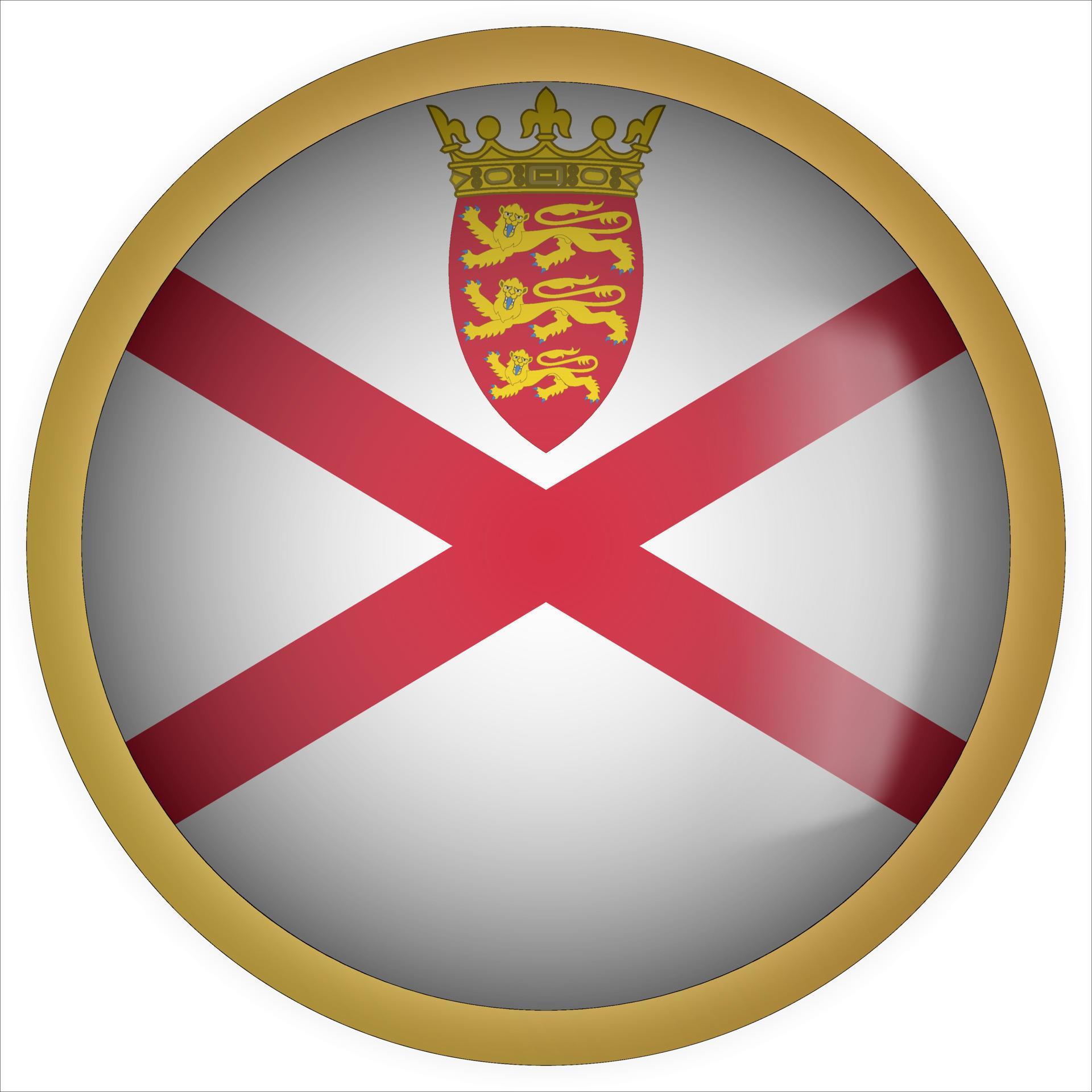 Jersey 3D rounded Flag Button Icon with Gold Frame 5064284 Vector Art at Vecteezy