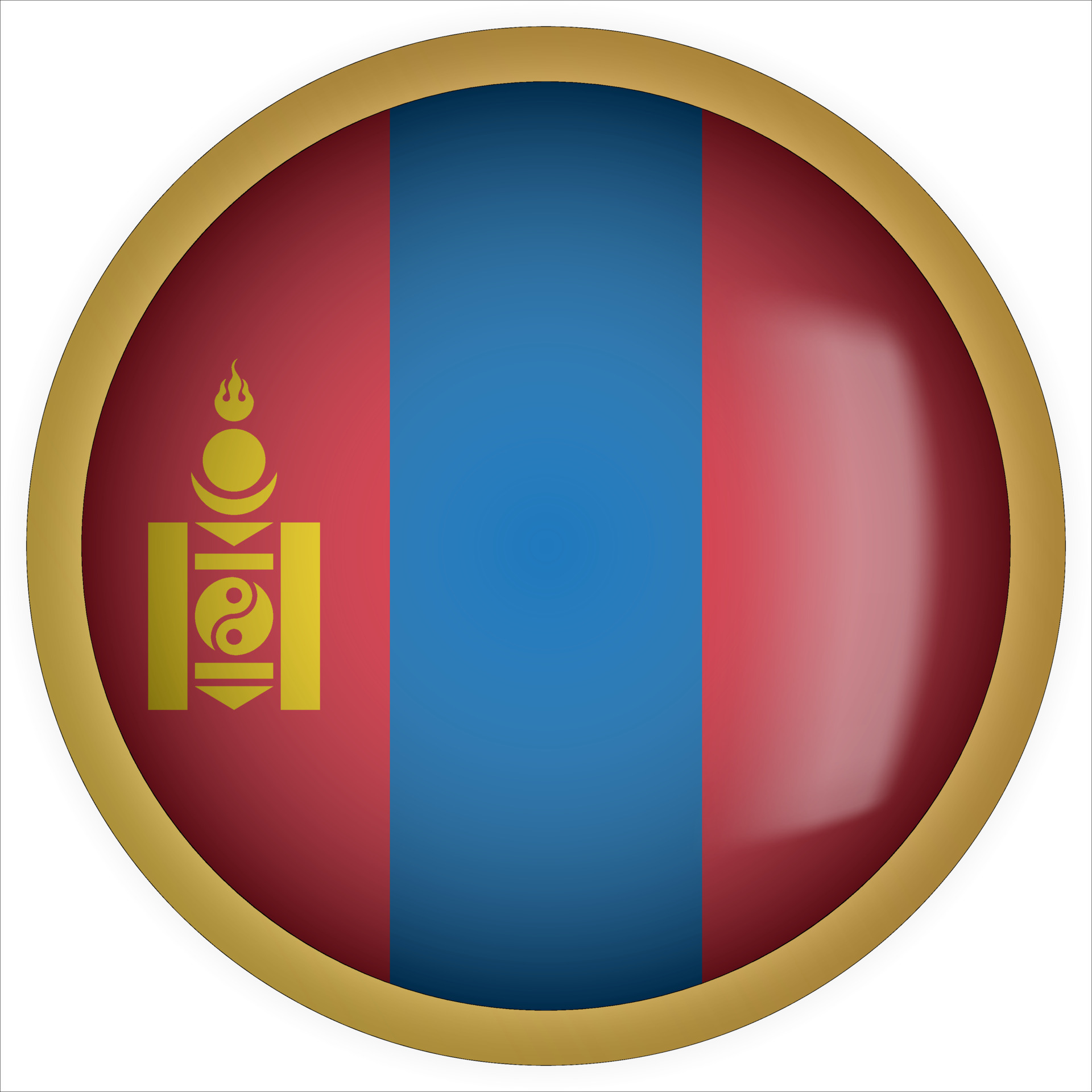 Mongolia 3D rounded Flag Button Icon with Gold Frame 5064304 Vector Art at Vecteezy
