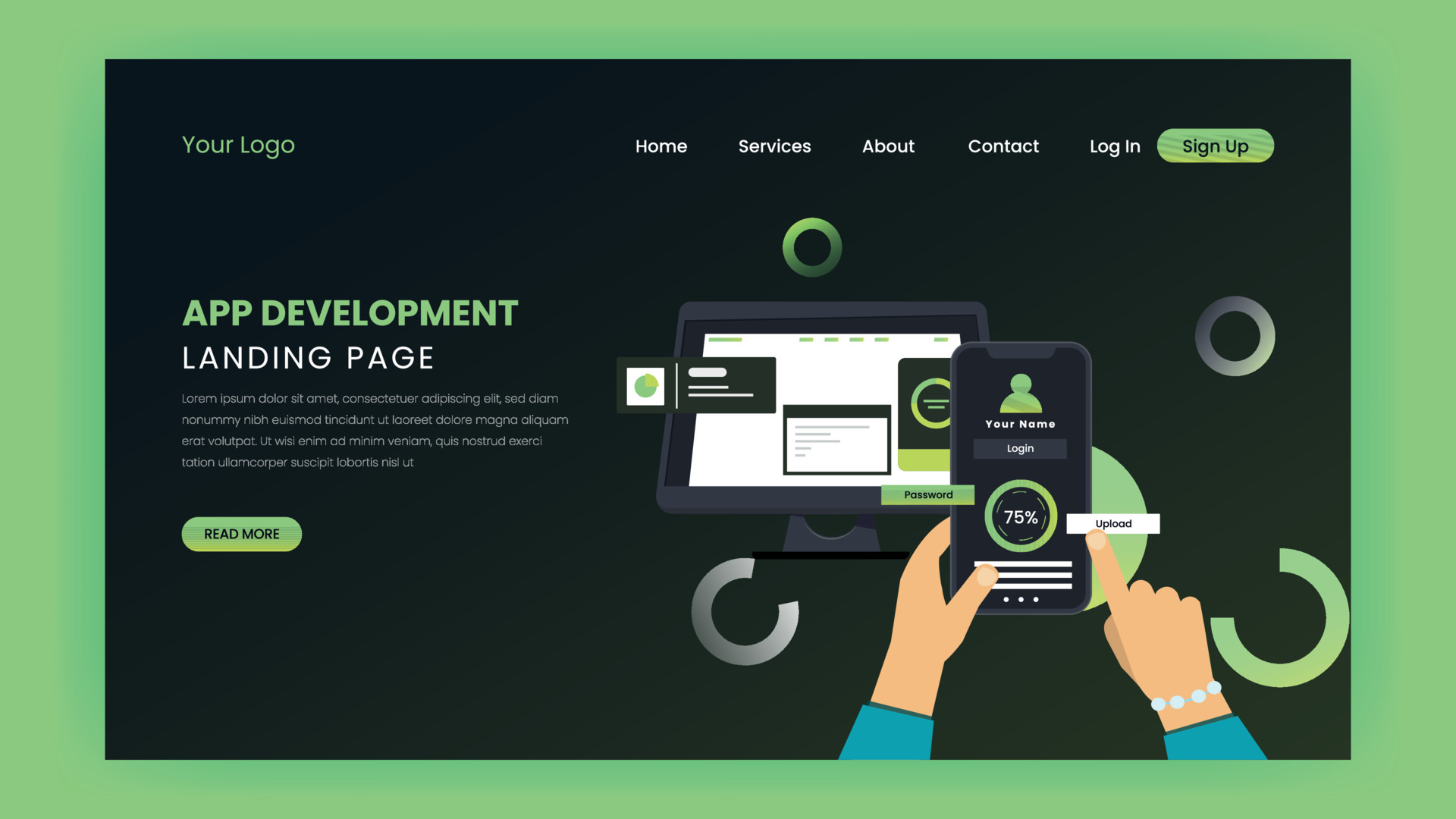 Your app developer landing page template 5068076 Vector Art at Vecteezy