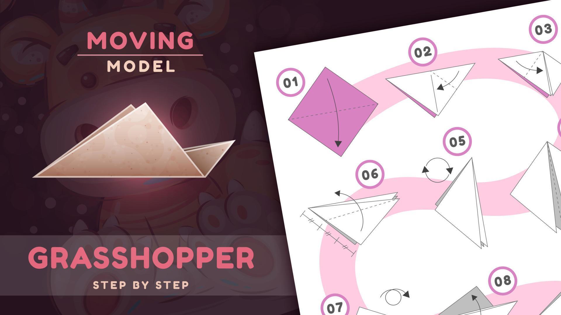 Origami scheme tutorial moving model 5068521 Vector Art at Vecteezy