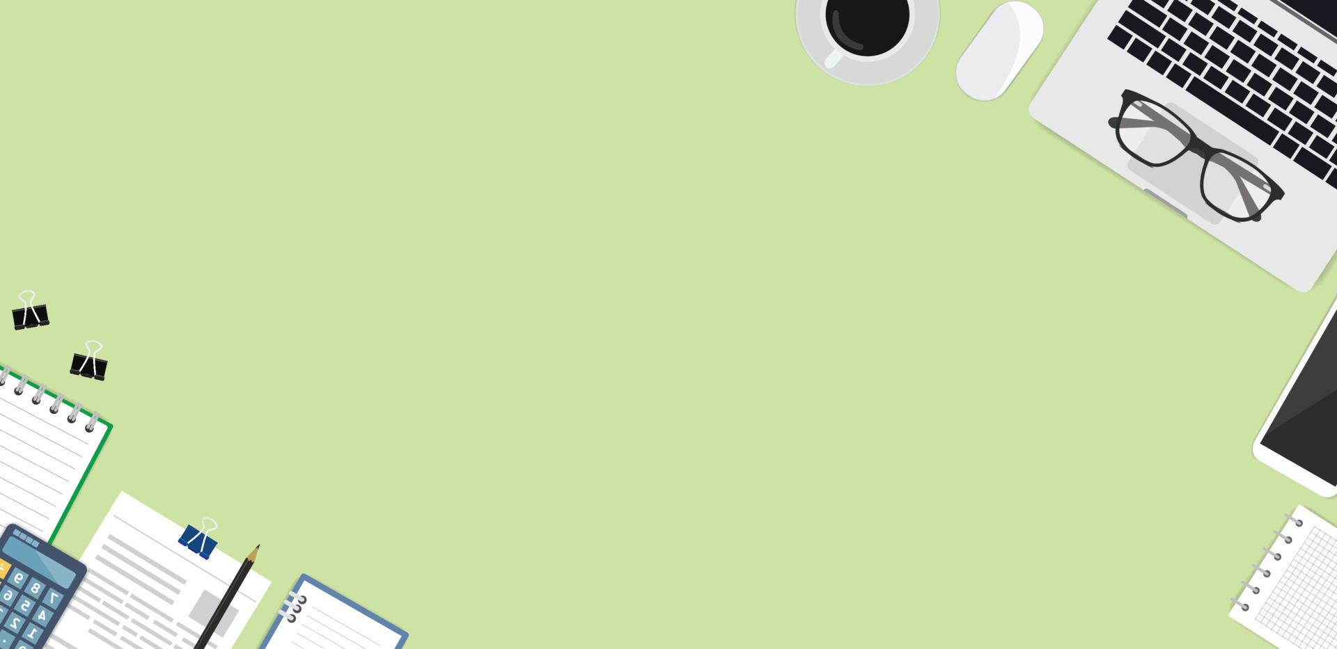 Flat lay, top view office table. Workspace with blank notebook ...