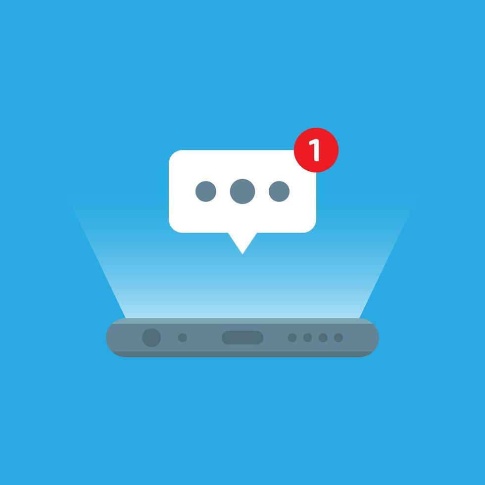 new message notification pop up above smartphone screen concept illustration flat design vector ...