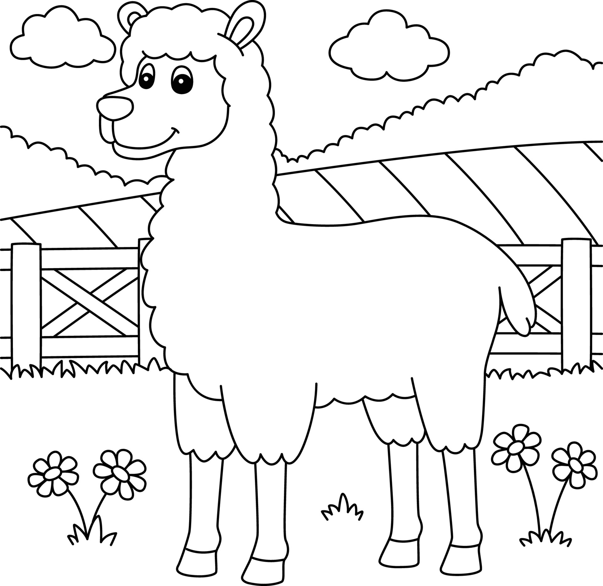 dibujo de llama para colorear para niños 5073789 Vector en Vecteezy