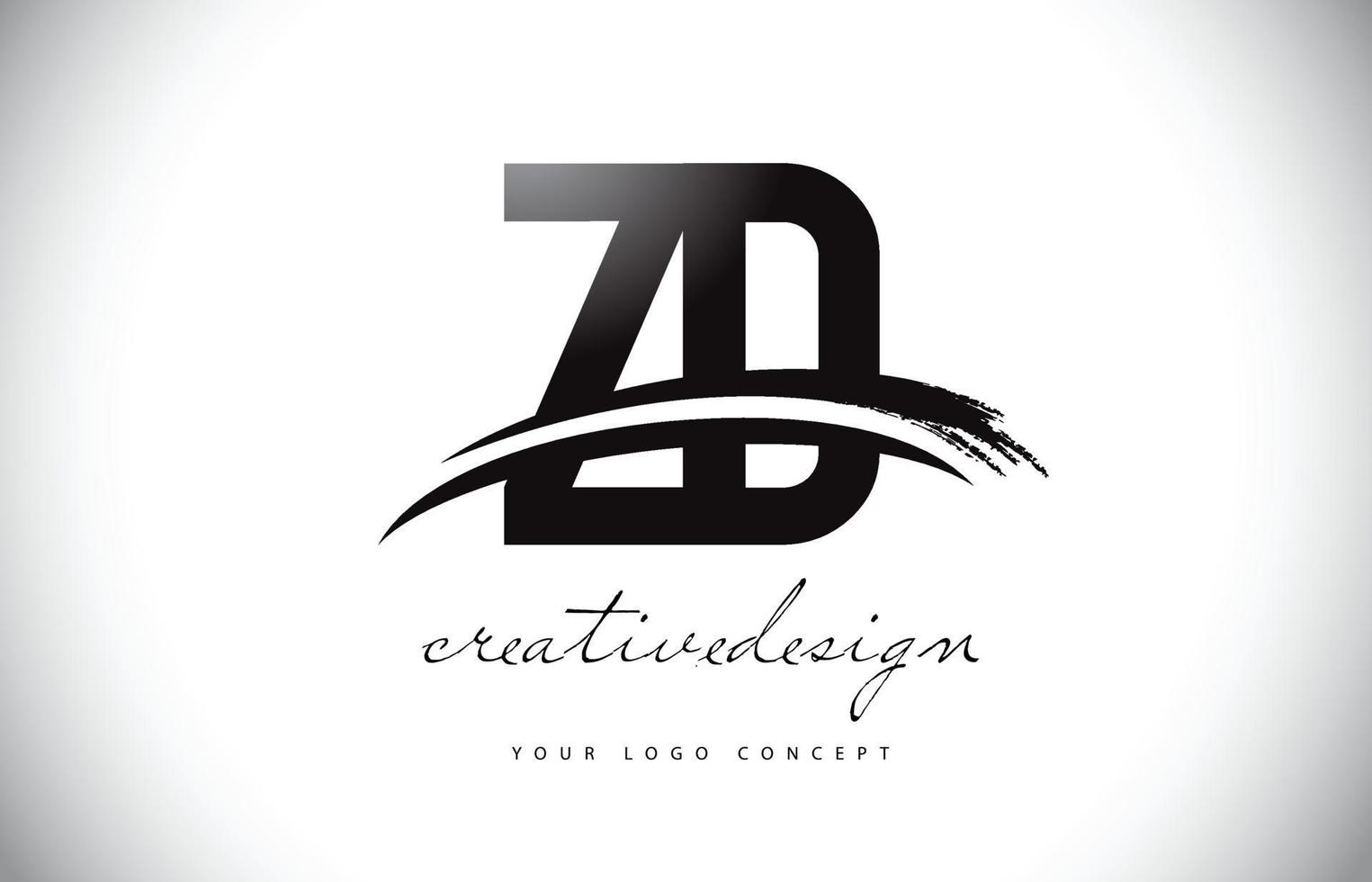 ZD Z D Letter Logo Design with Swoosh and Black Brush Stroke. 5075989 Vector Art at Vecteezy