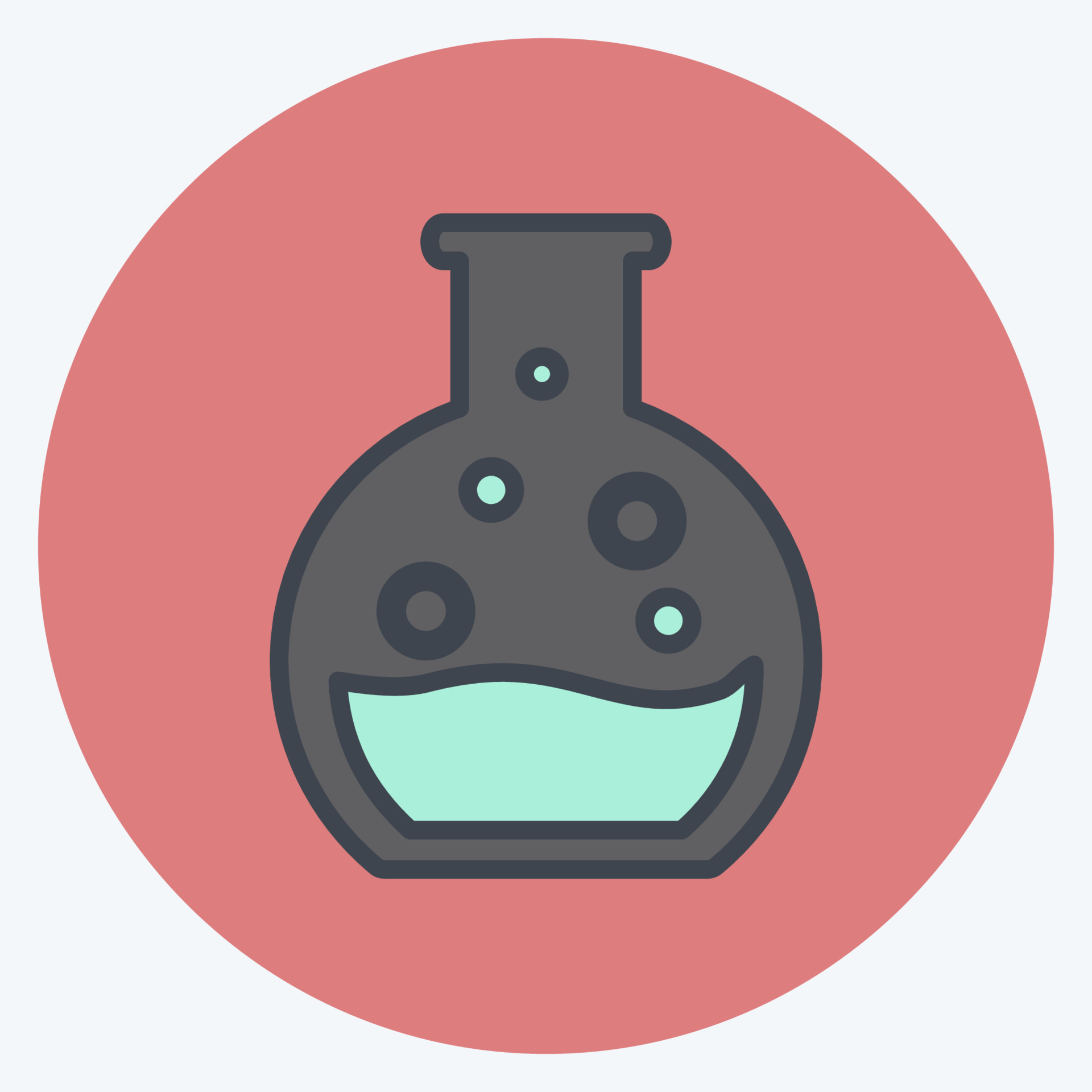 Round Bottom Flask Icon in trendy color mate style isolated on soft ...