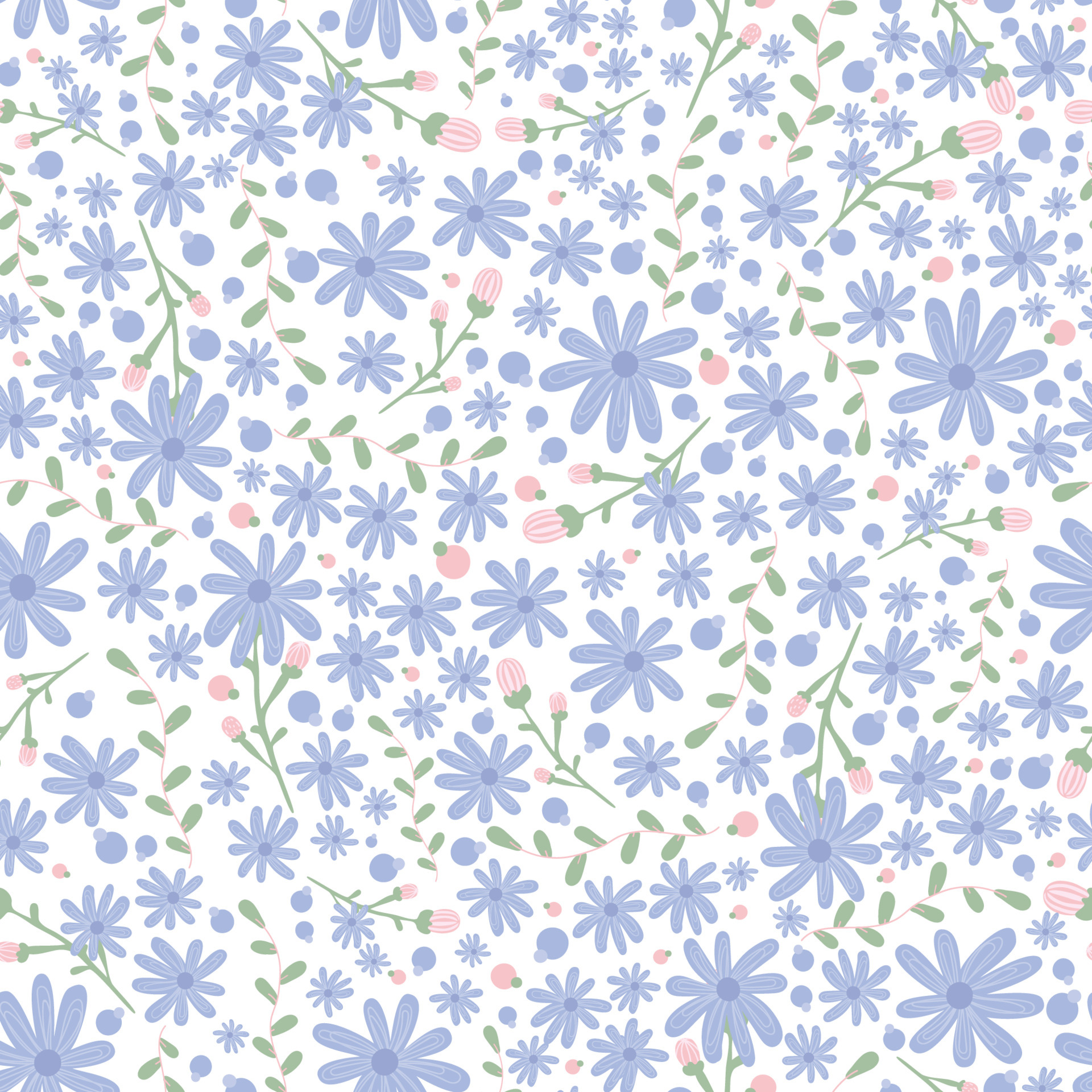Floral pattern. Pretty flowers on white background. Printing with small ...