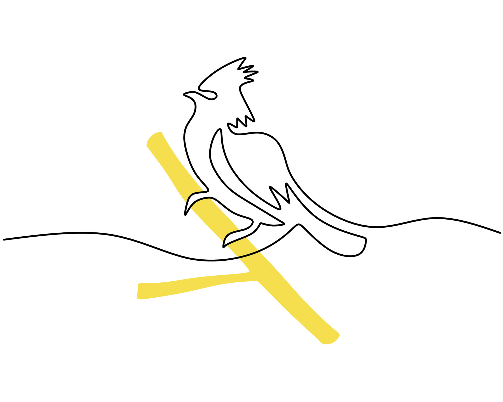 One Continuous Single Line Of Bohemian Waxwing Famous Bird 5081762