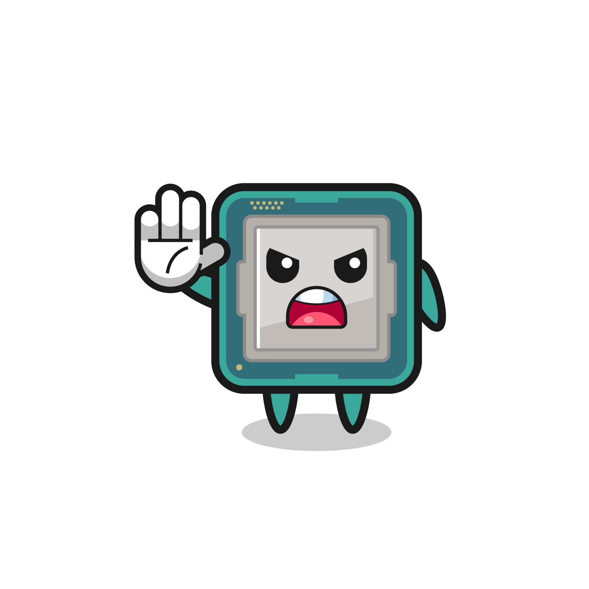 processor character doing stop gesture 5082737 Vector Art at Vecteezy