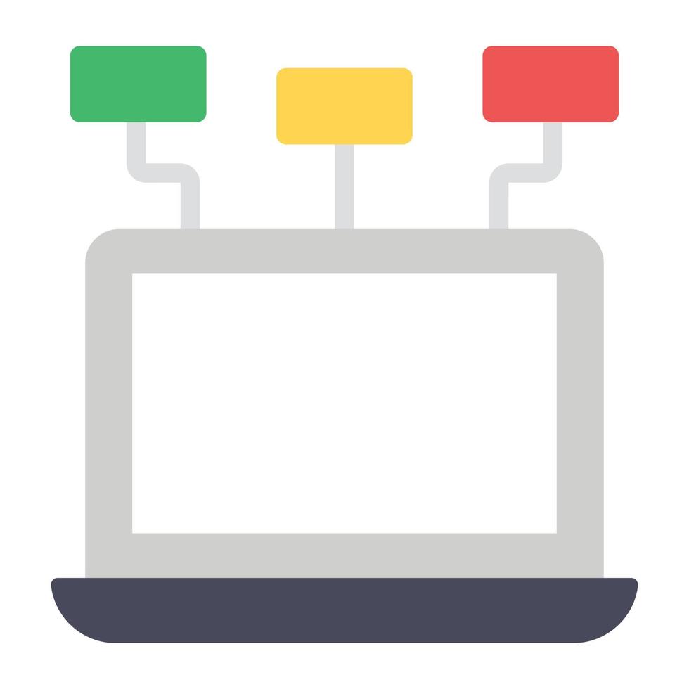 Laptop with network nodes presenting client server hosting concept ...