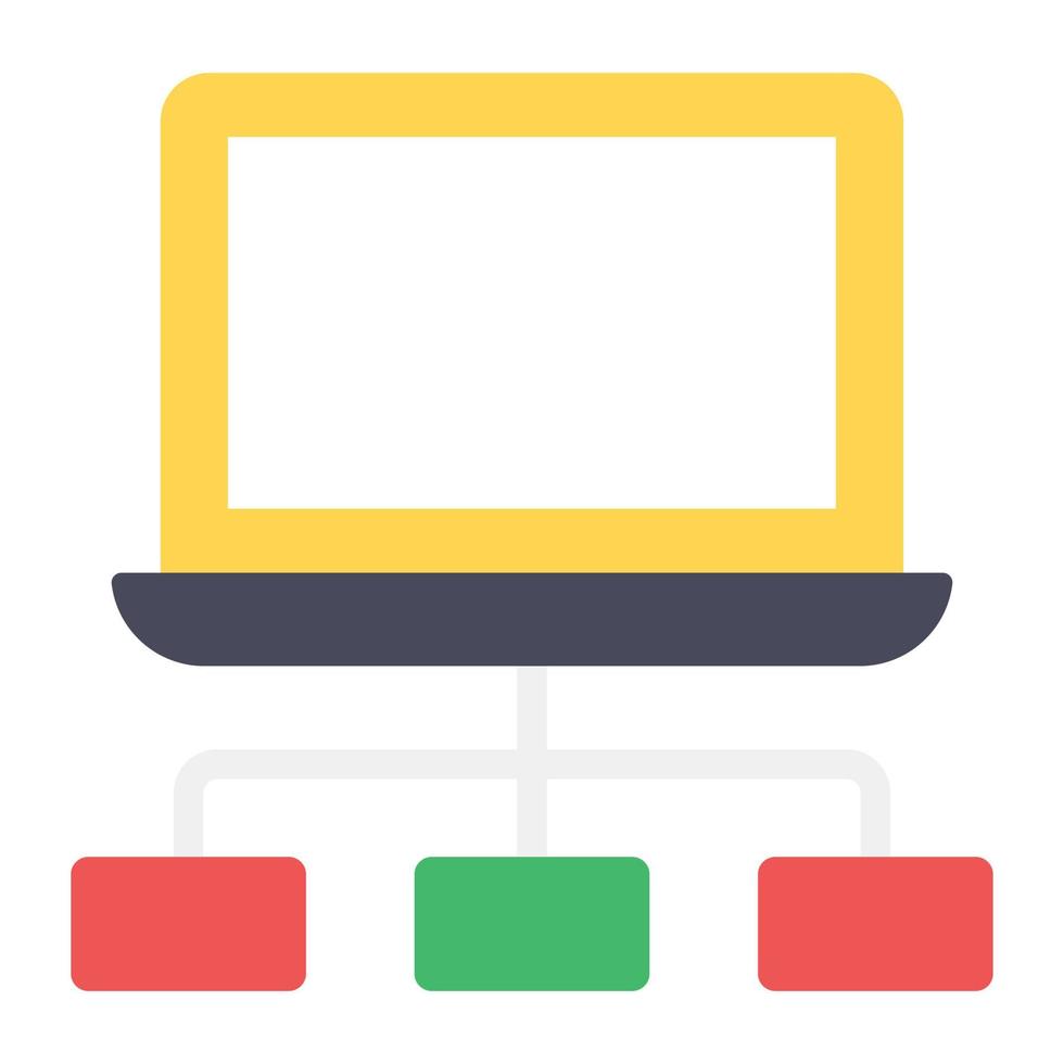Laptop with network nodes presenting client server hosting concept ...