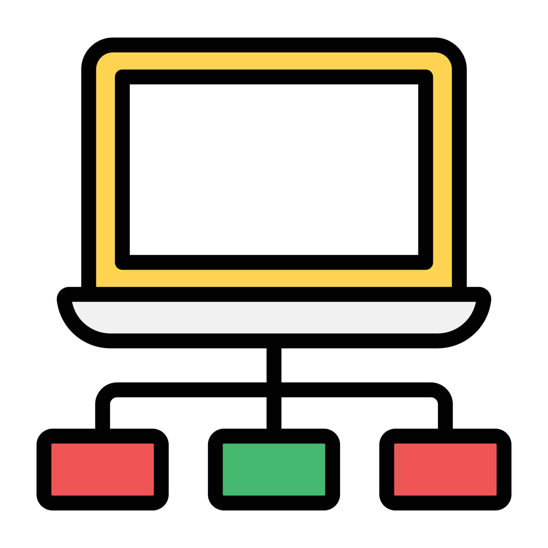 Laptop with network nodes presenting client server hosting concept ...