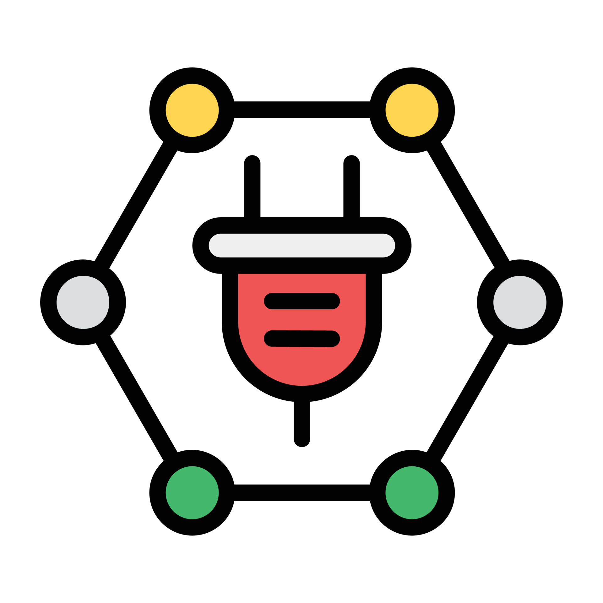 Plug inside connected nodes network showcasing power network icon ...