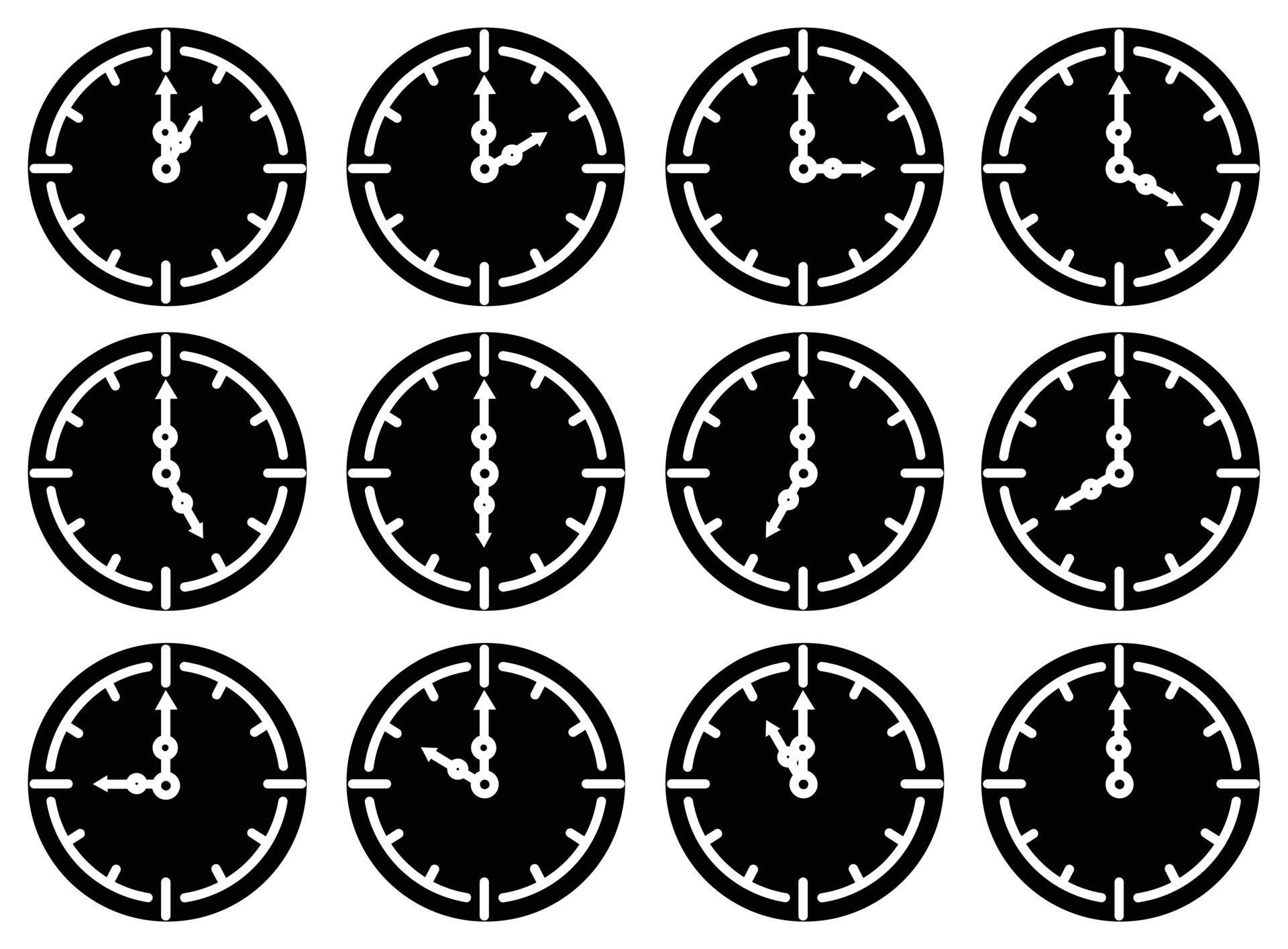 Time clock line icons Alarm and Smartwatch Time 24 hour clock 5089055 Vector Art at Vecteezy