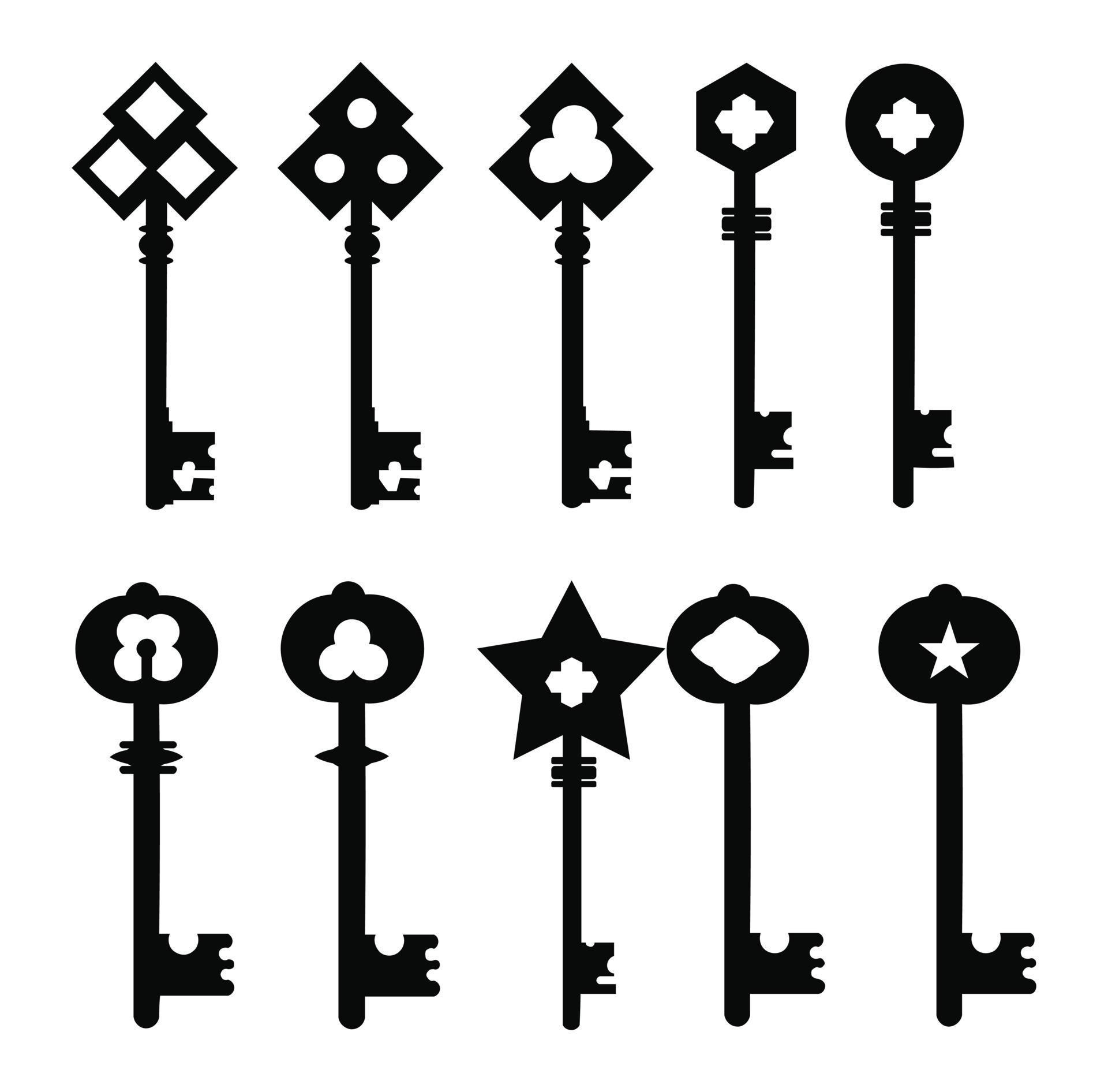 Key silhouettes ,key silhouette icon vector set Collection,Home Key ...