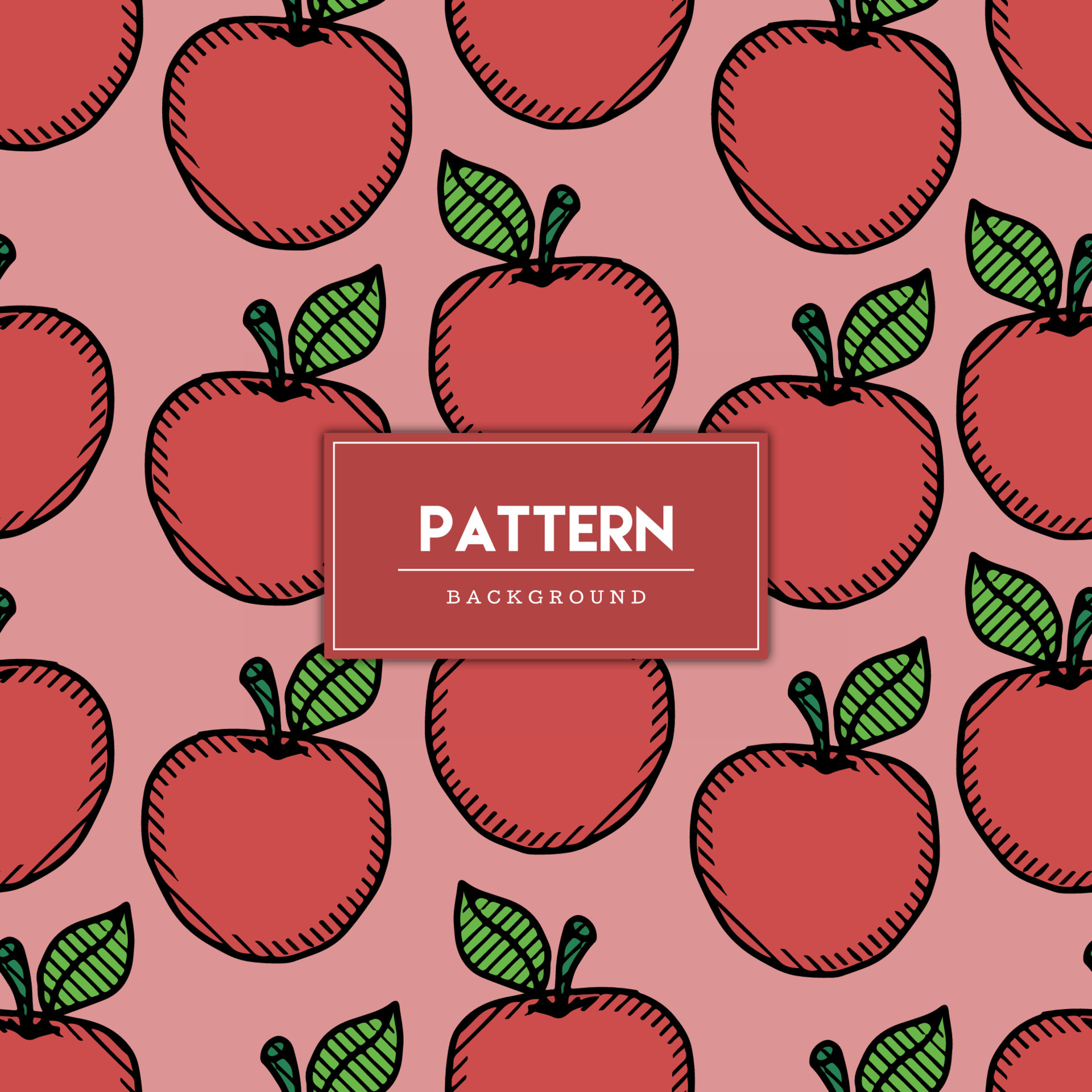 Seamless Pattern Apple Fruit Hand Drawn Vector Illustration 5091643