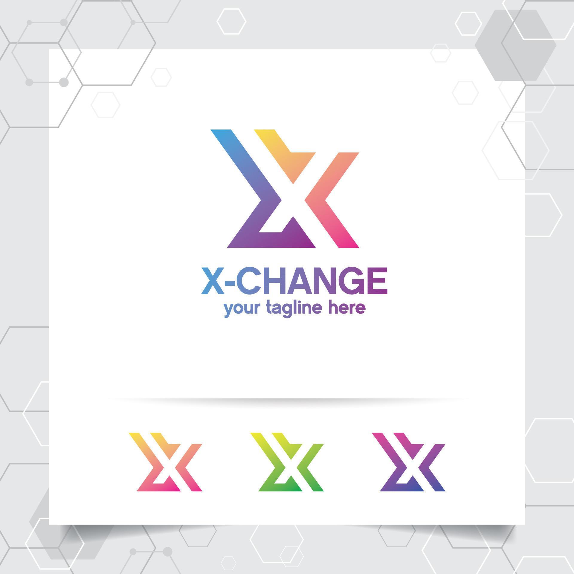 Digital logo letter X design vector with modern colorful pixel icon for ...