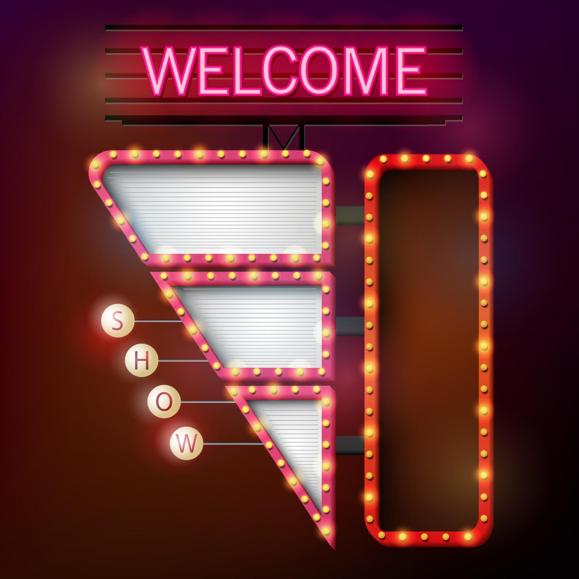Welcome signboard retro style with light frame 5092361 Vector Art at ...