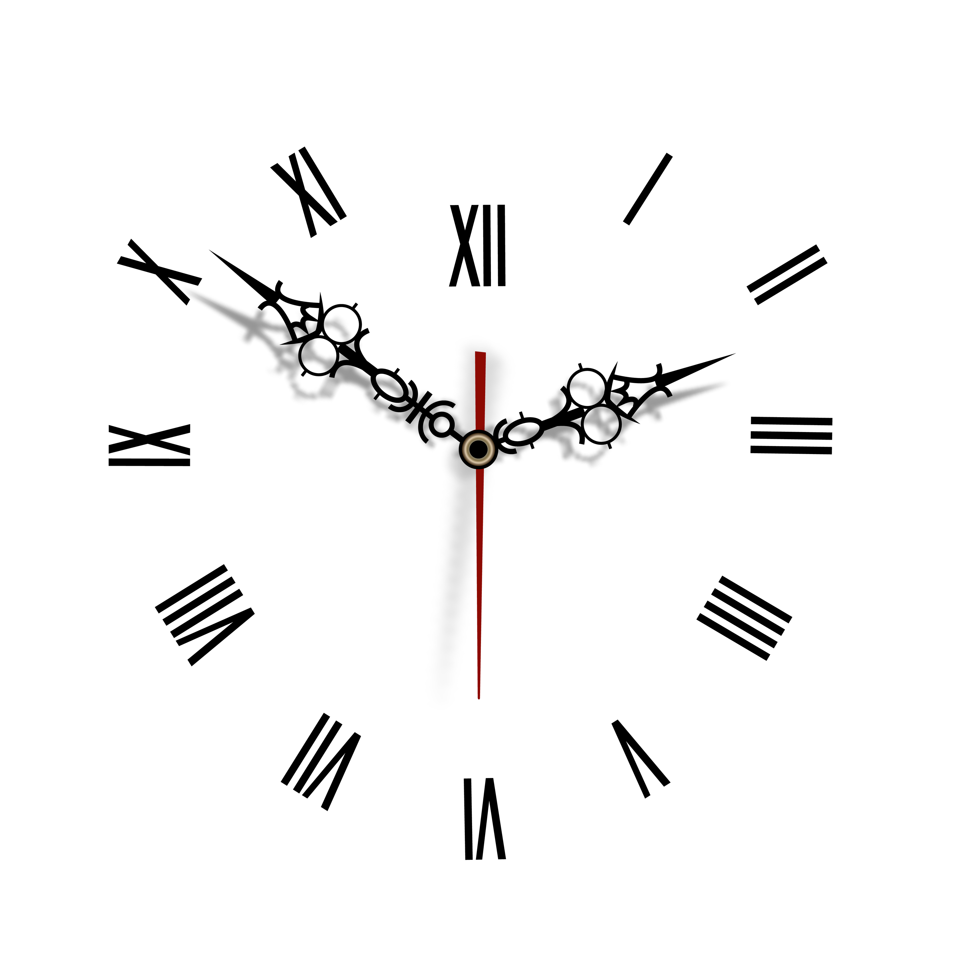 Clock face mockup. Hour, minute and second hands with a time scale for ... Clock face mockup. Hour, minute and second hands with a time scale for ...