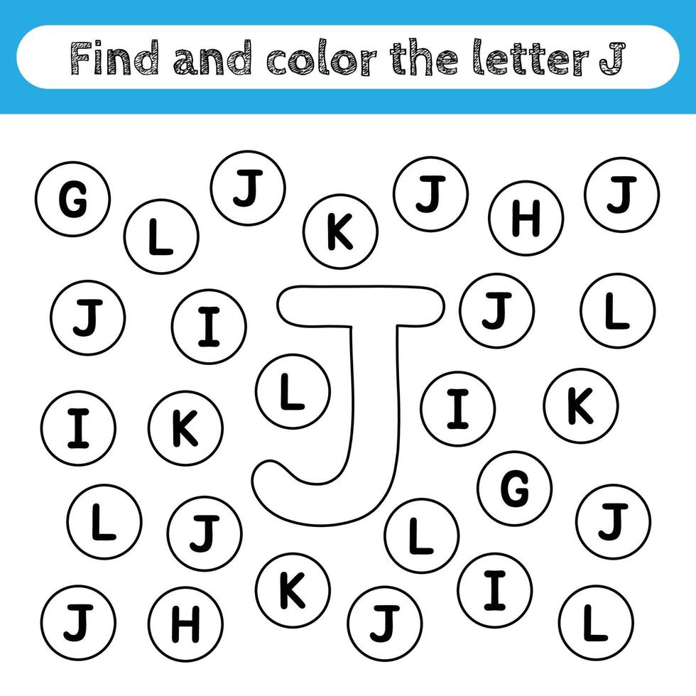 Learning worksheets for kids, find and color letters. Educational game ...
