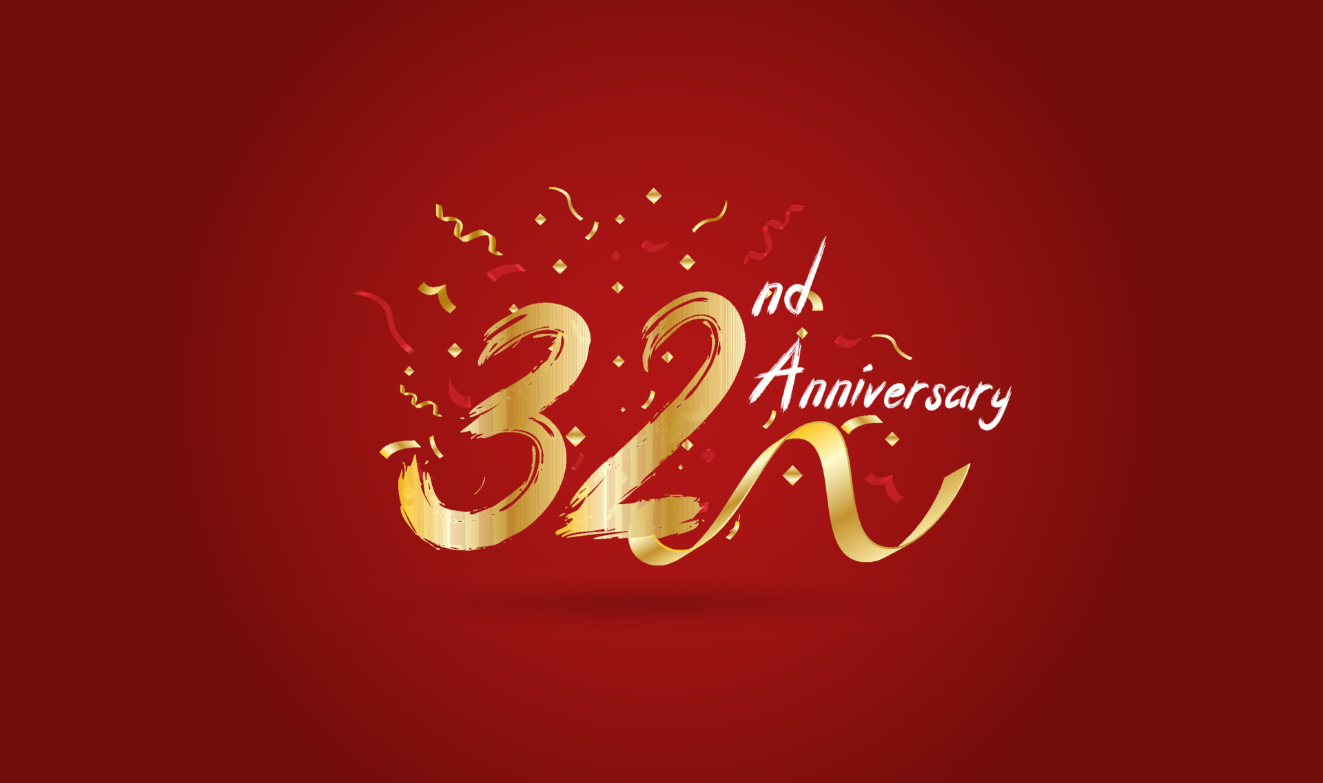 Anniversary Celebration Background With The 32nd Number In Gold And Anniversary Celebration Background With The 32nd Number In Gold And