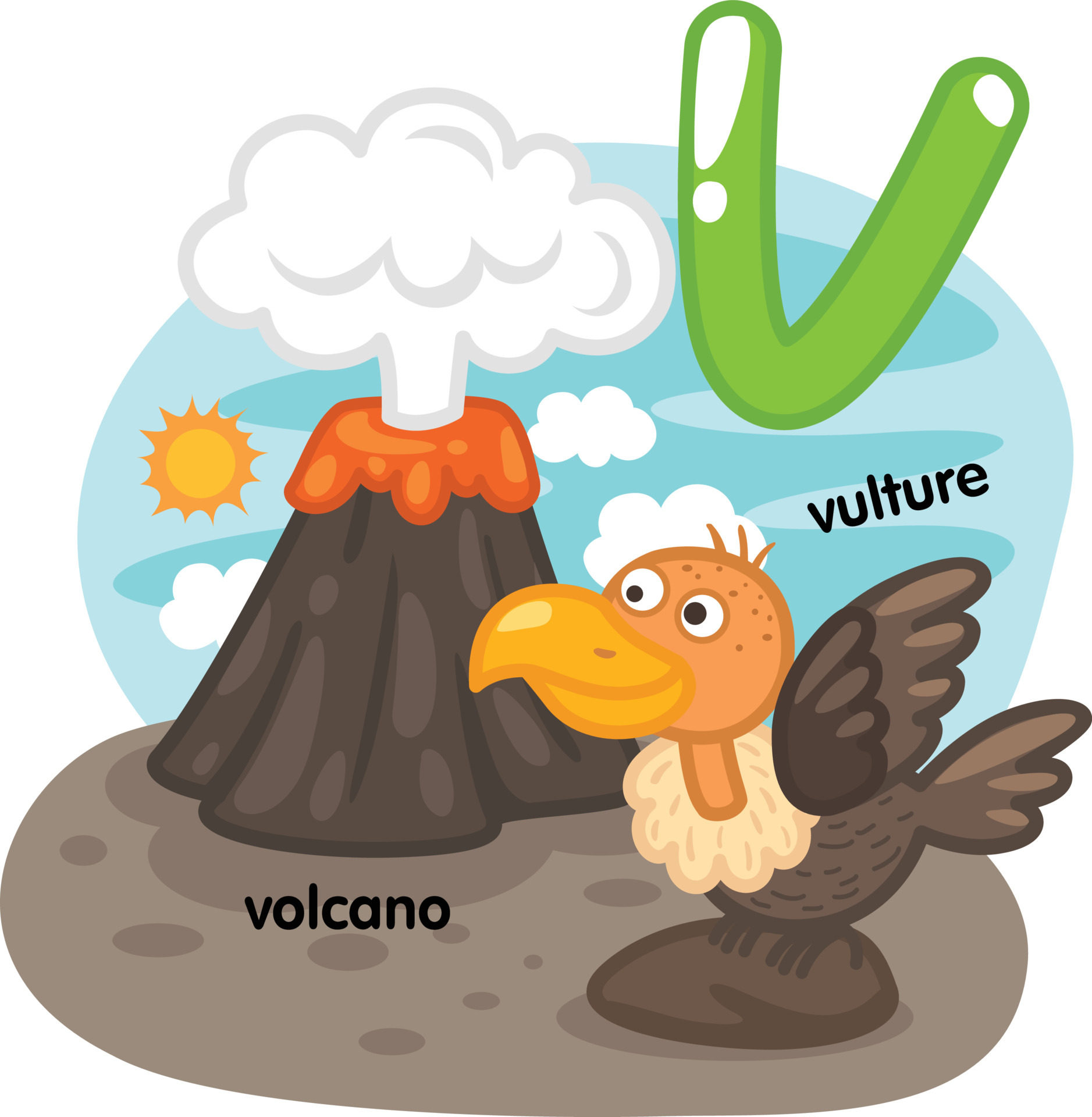V Is For Volcano Clipart