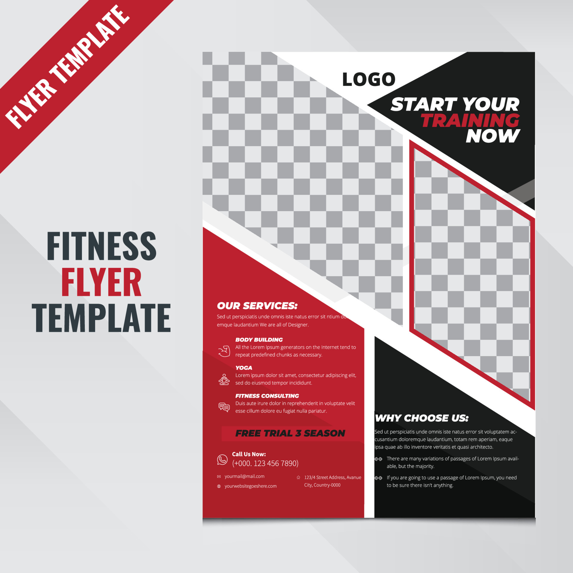 GYM Flyer Template Corporate Flyer Template Business Template Silhouette Of Man And Woman For gym-flyer-template-corporate-flyer-template-business-template-silhouette-of-man-and-woman-for