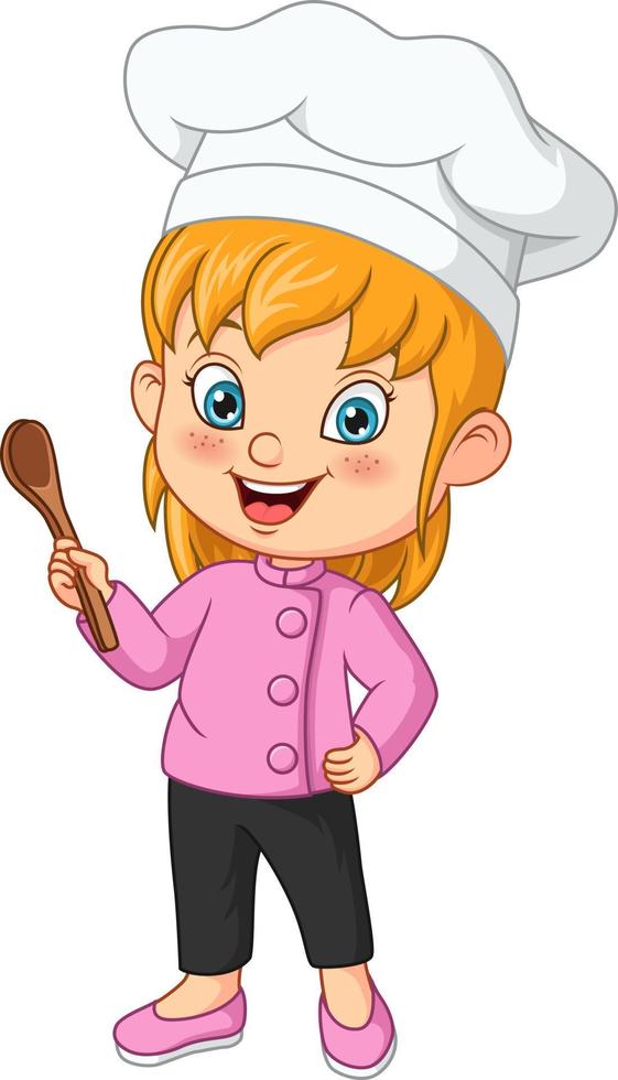 linda niña chef sosteniendo una cuchara de cocina 5112697 Vector en ... linda niña chef sosteniendo una cuchara de cocina 5112697 Vector en ...