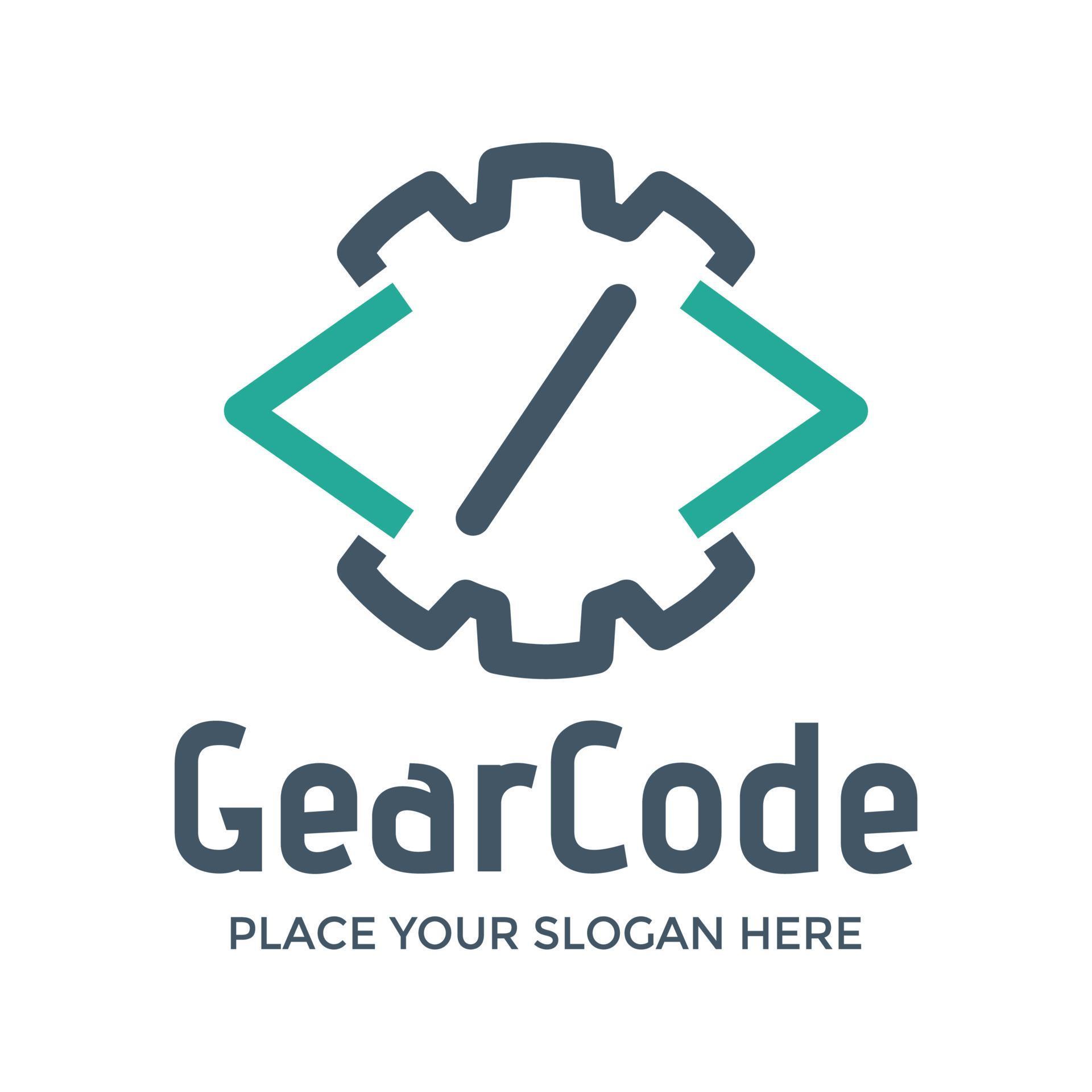 Gear code vector logo template. This design use developer symbol ...
