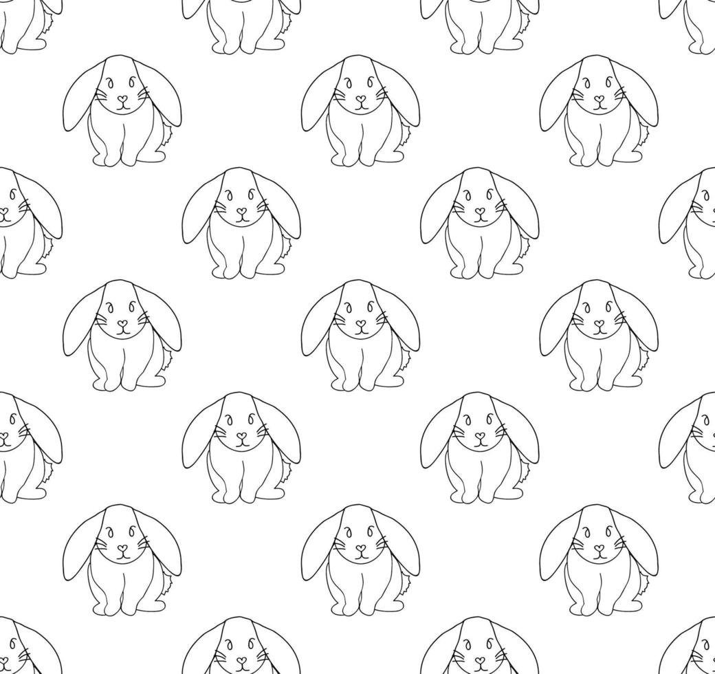Cute White Rabbit Seamless Background. 5129026 Vector Art at Vecteezy