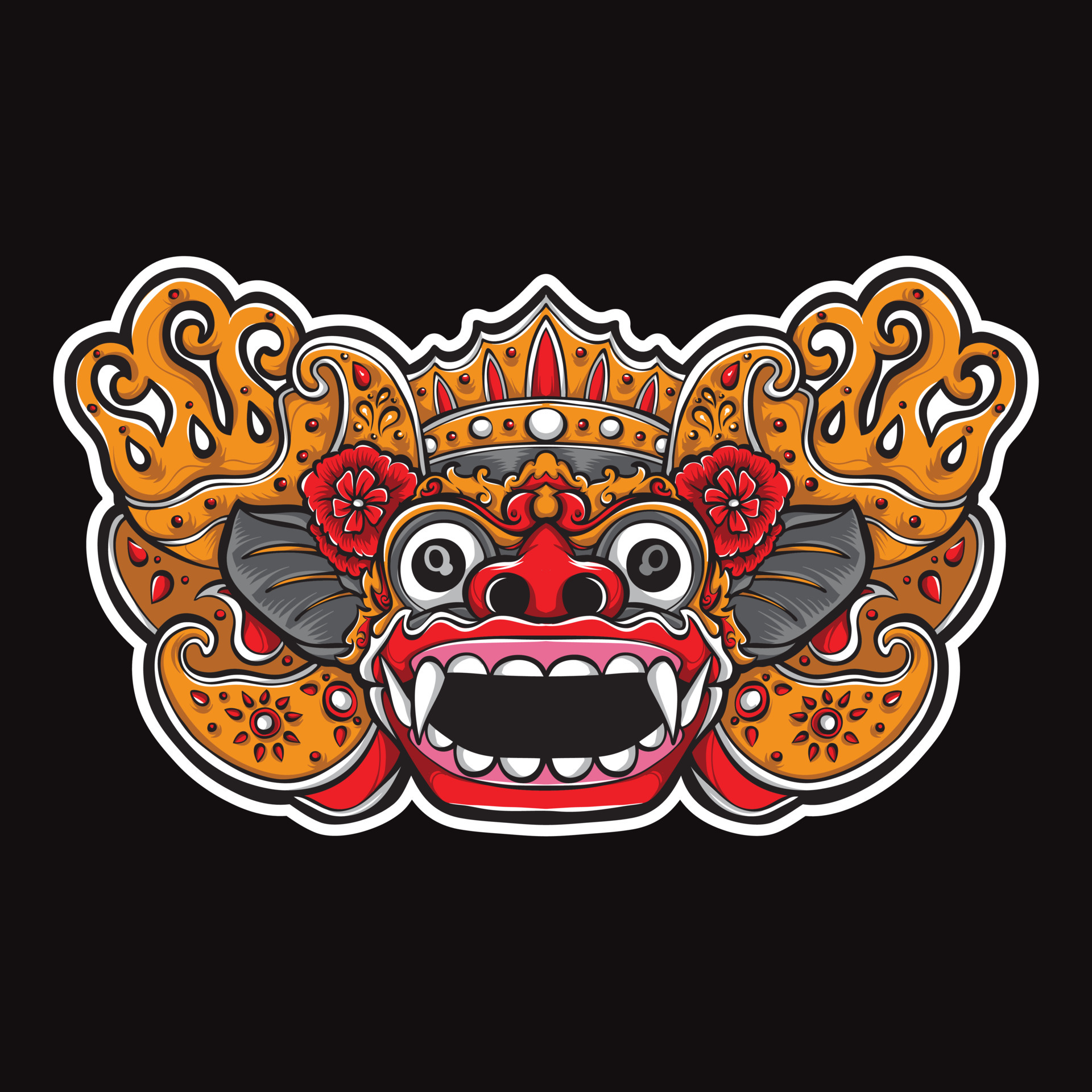 Balinese Barong Mask Vector Illustration 5131264 Vector Art At Vecteezy