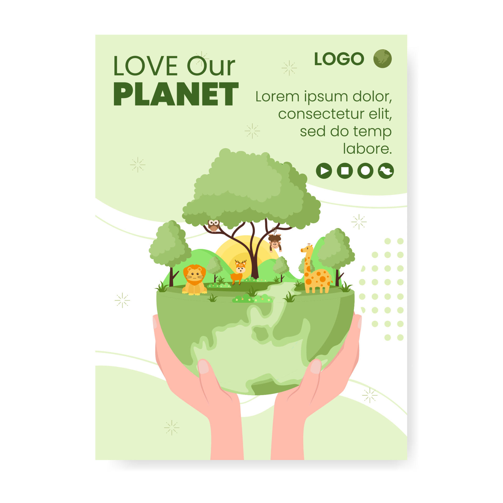 Save Planet Earth Poster Template Flat Design Environment With Eco