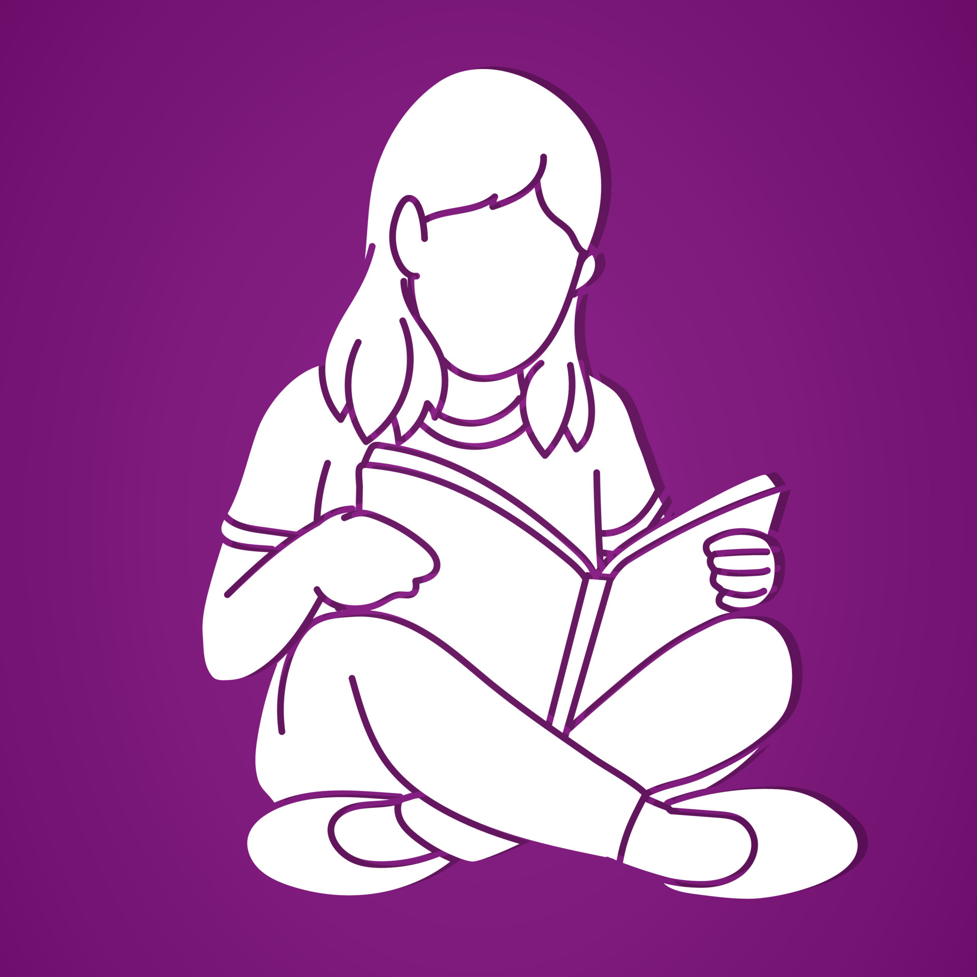 Silhouette A Girl Sitting And Reading A Book 5132496 Vector Art At Vecteezy