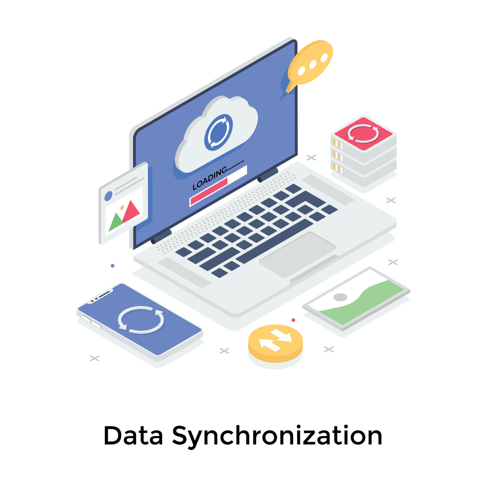 Data Synchronization Concepts 5135016 Vector Art At Vecteezy