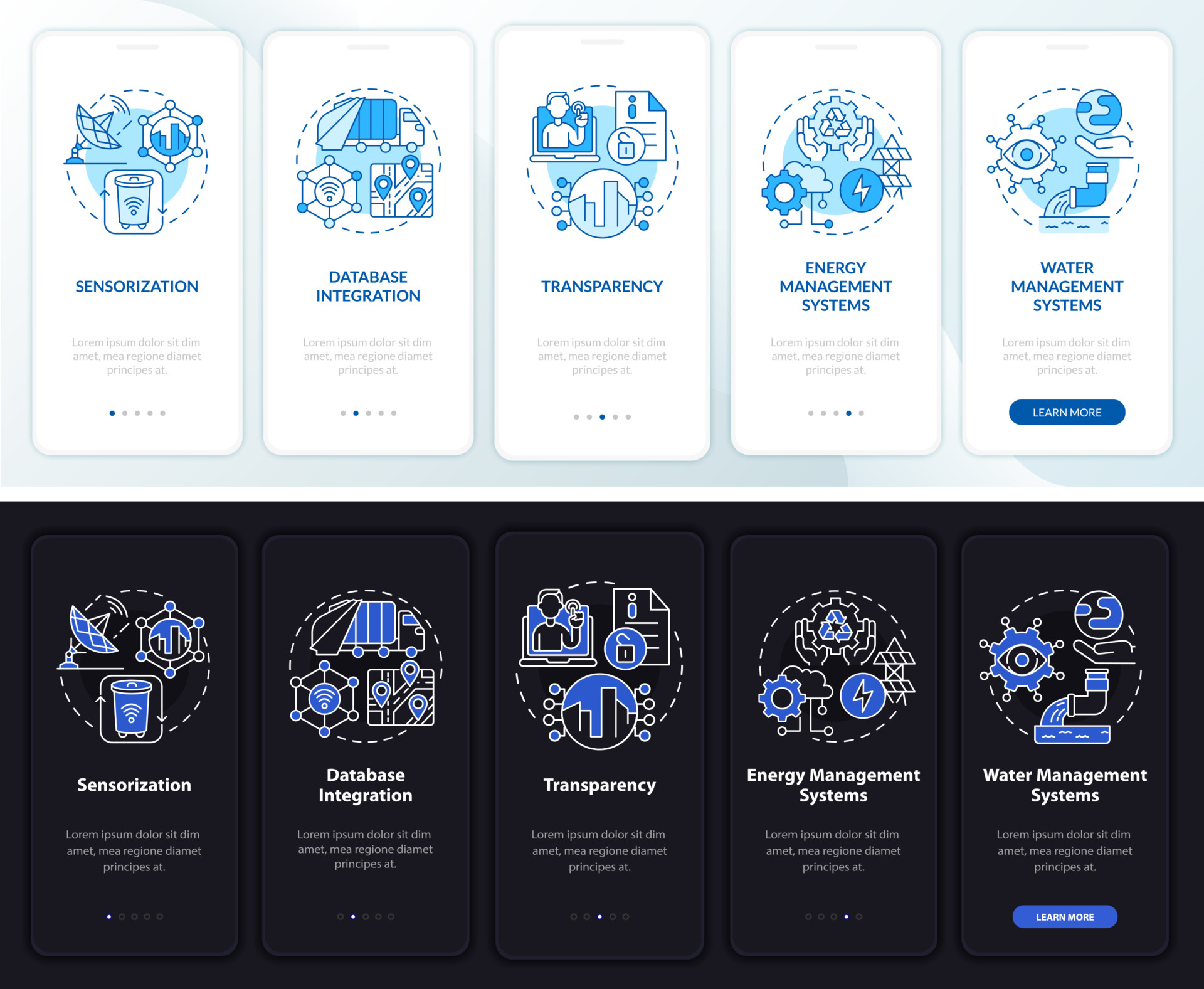 City Management Digitalization Onboarding Mobile App Page Screen Tech Walkthrough 5 Steps