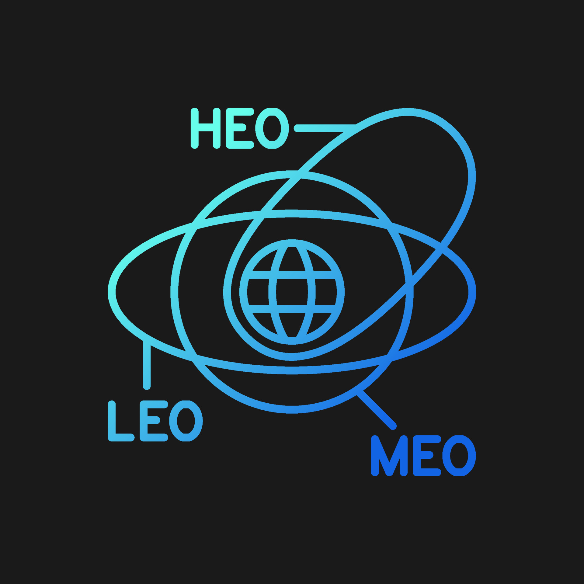 Geocentric Orbit Type Satellites Gradient Vector Icon For Dark Theme