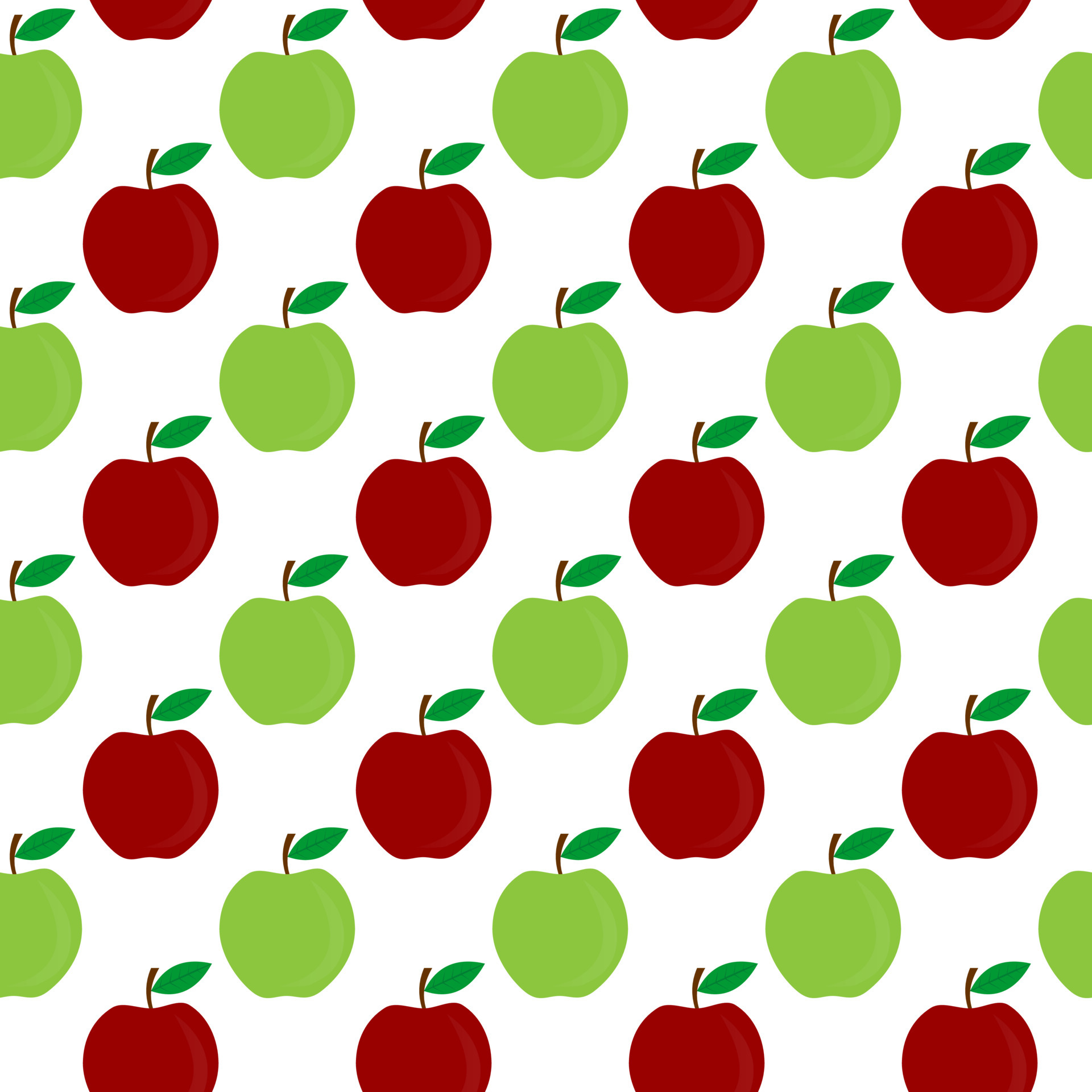 Seamless Pattern Green Red Apple Fruit Vector Design White Background