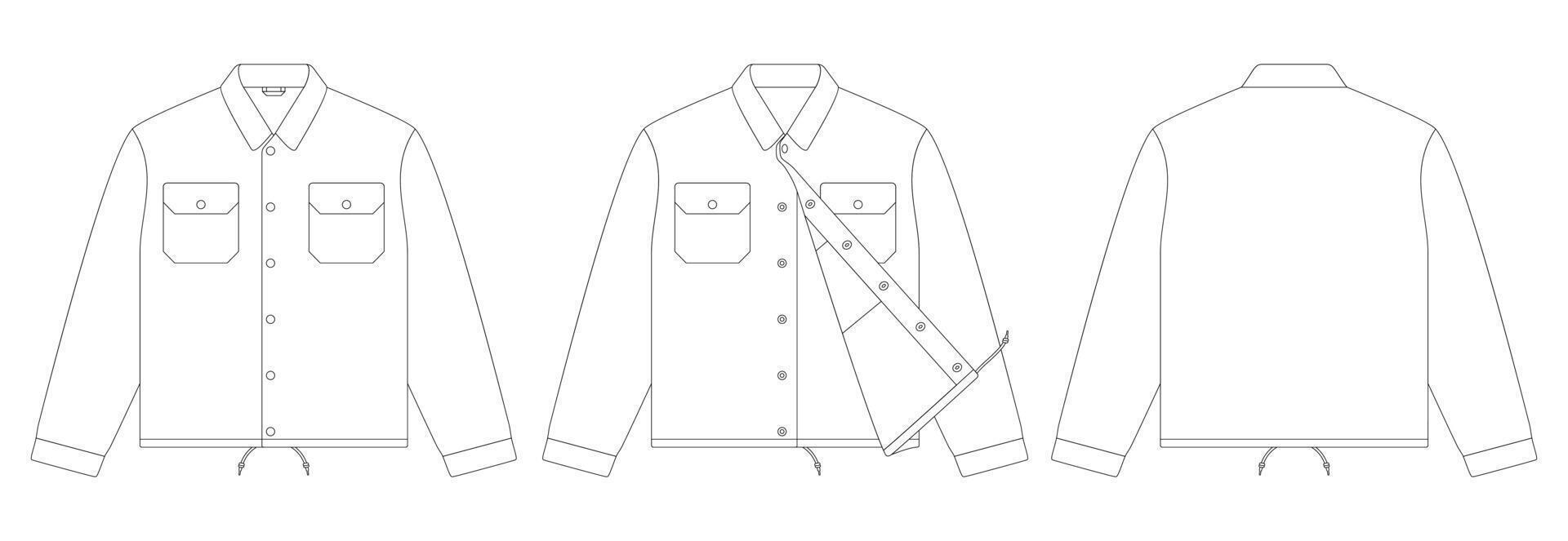 Template Shirt Jacket Vector Illustration Flat Design Outline Clothing