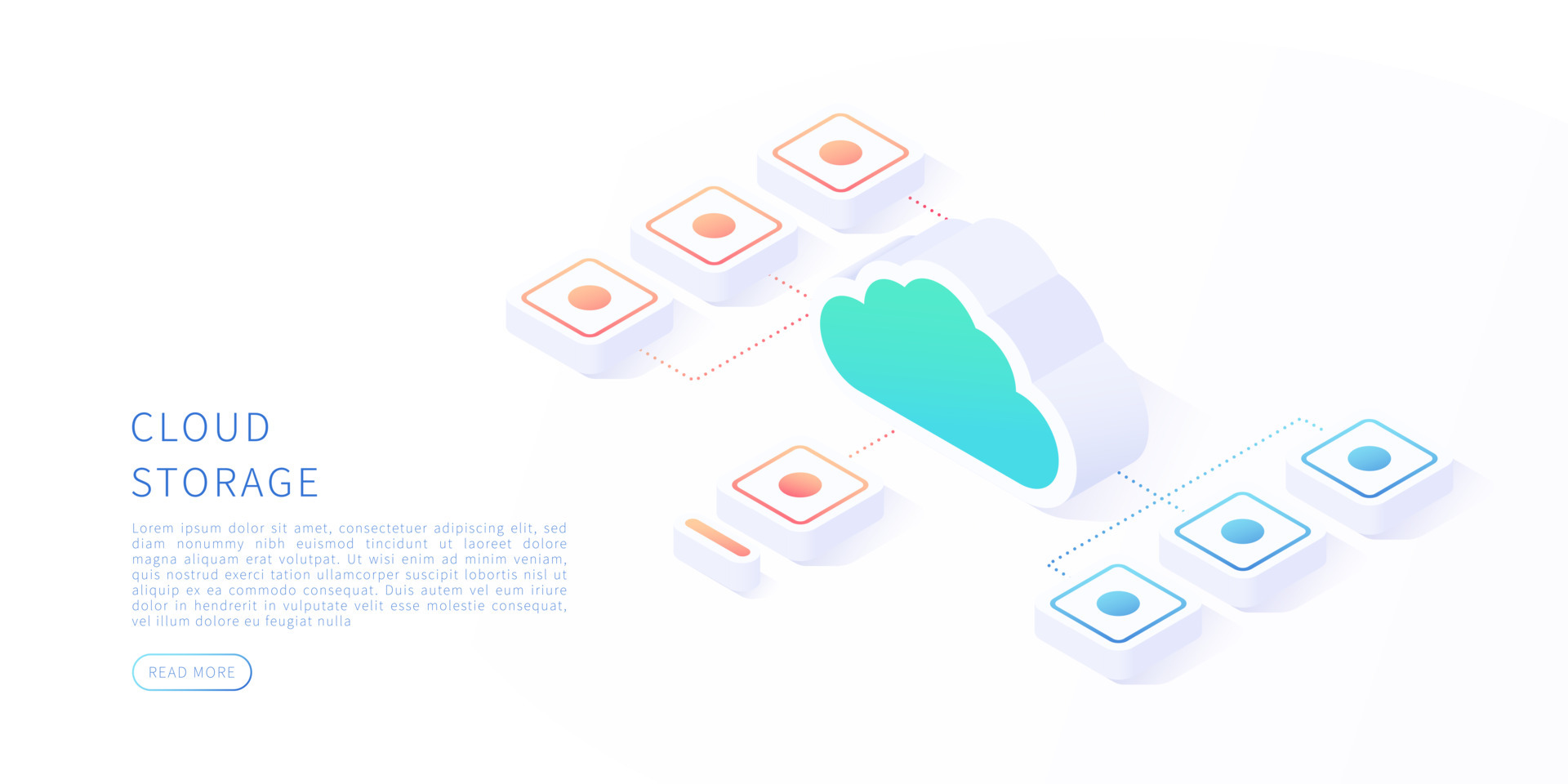 Cloud storage concept in isometric vector illustration. Digital service ...
