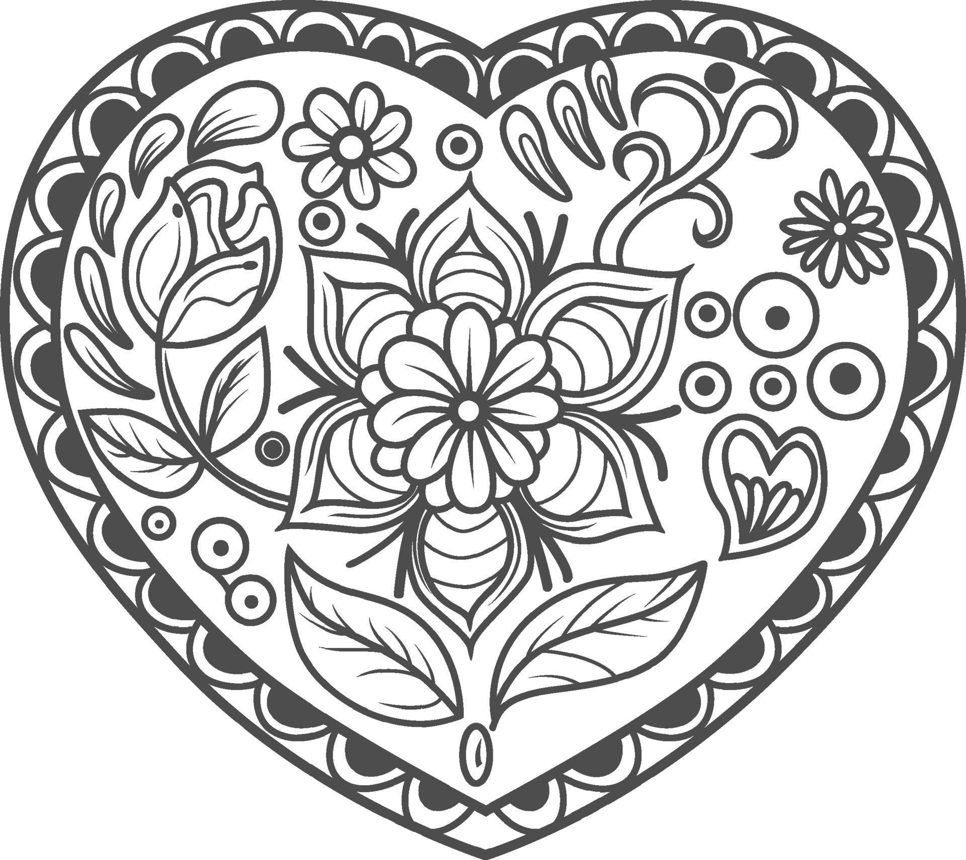 Coloring page valentine's day heart with flowers 5154241 Vector Art at ...